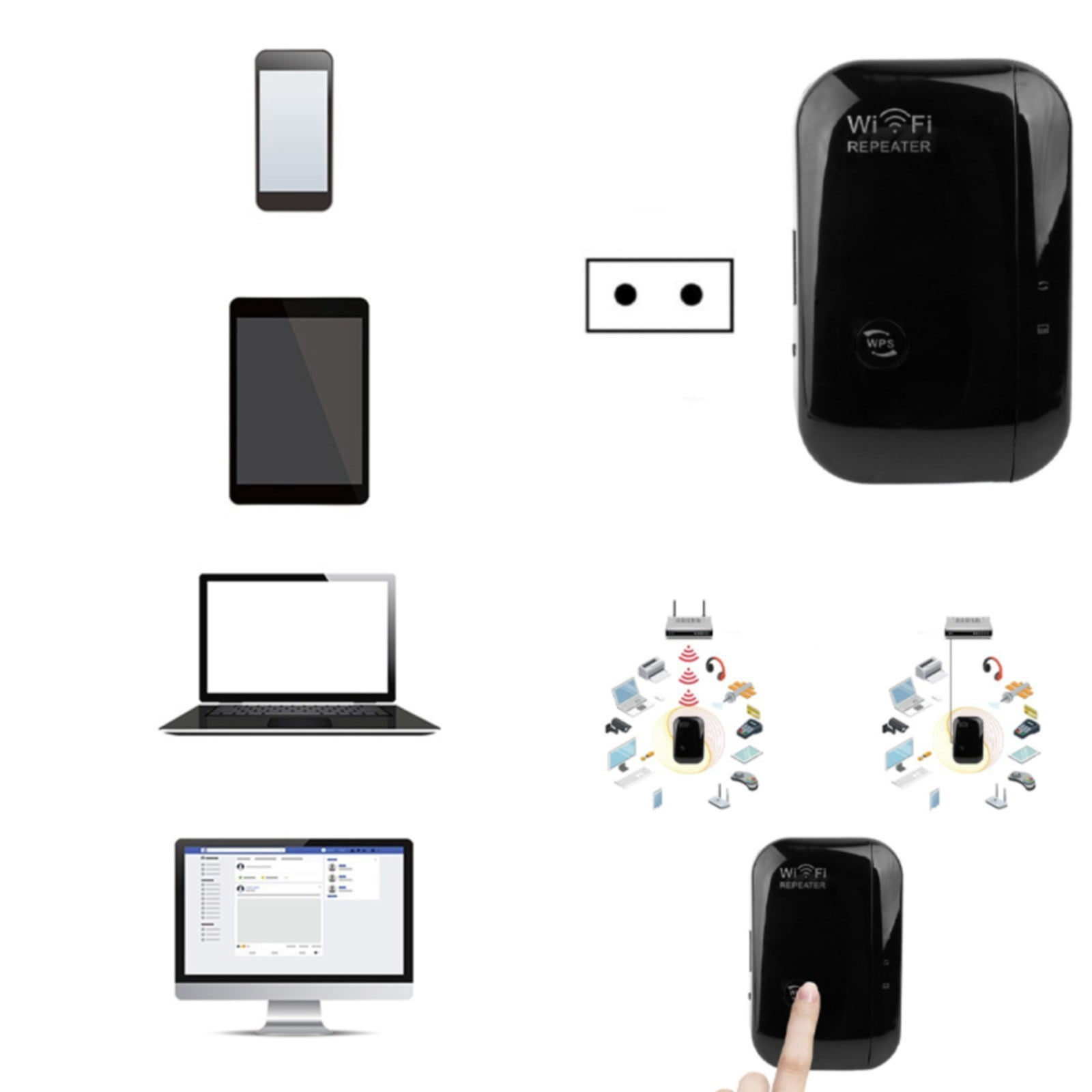 Newest WiFi Booster WiFi Extender WiFi Repeater Up To 3650 Sq.ft And 45 ...
