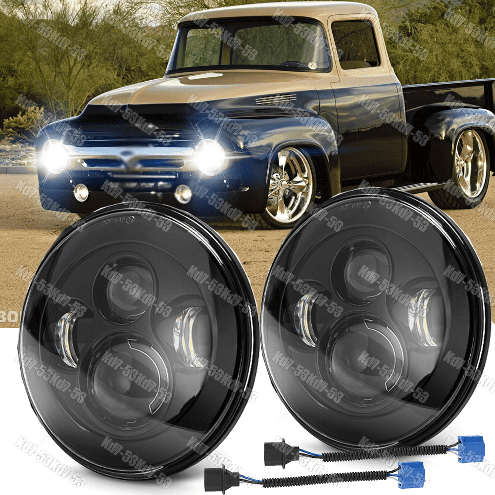 Newest for Ford F100 F150 F250 Truck Pair 7 inch Round LED Hi/Lo Beam ...