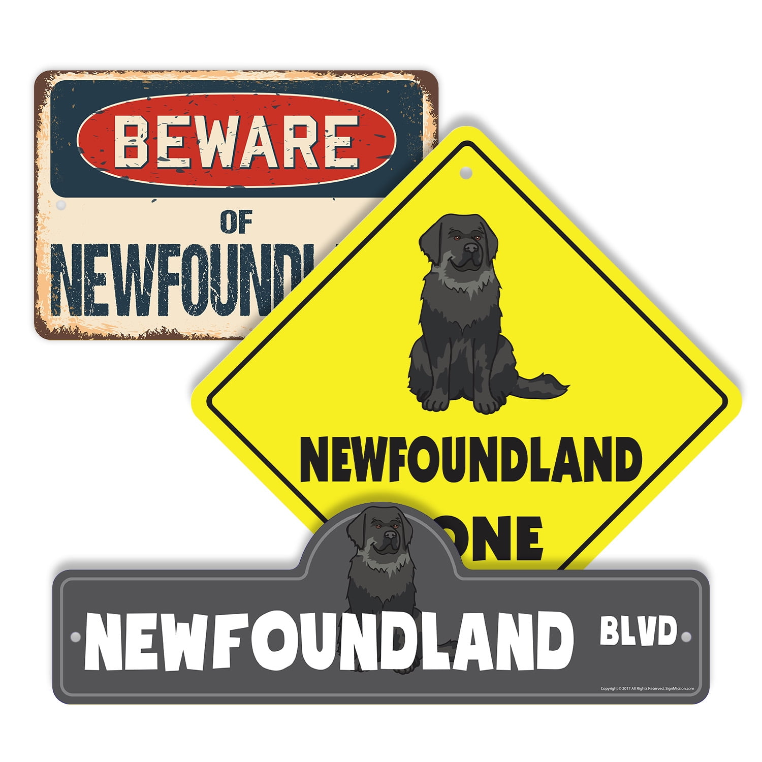 Newfoundland (3 Pack) Large Plastic Street Sign Crossing Sign Warning ...