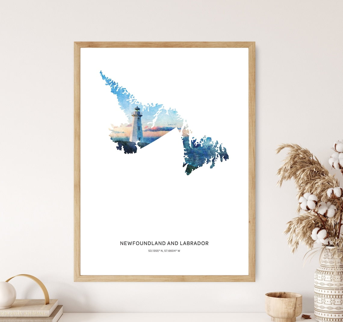 Newfoundland And Labrador Print, Newfoundland Poster, Newfoundland Map ...