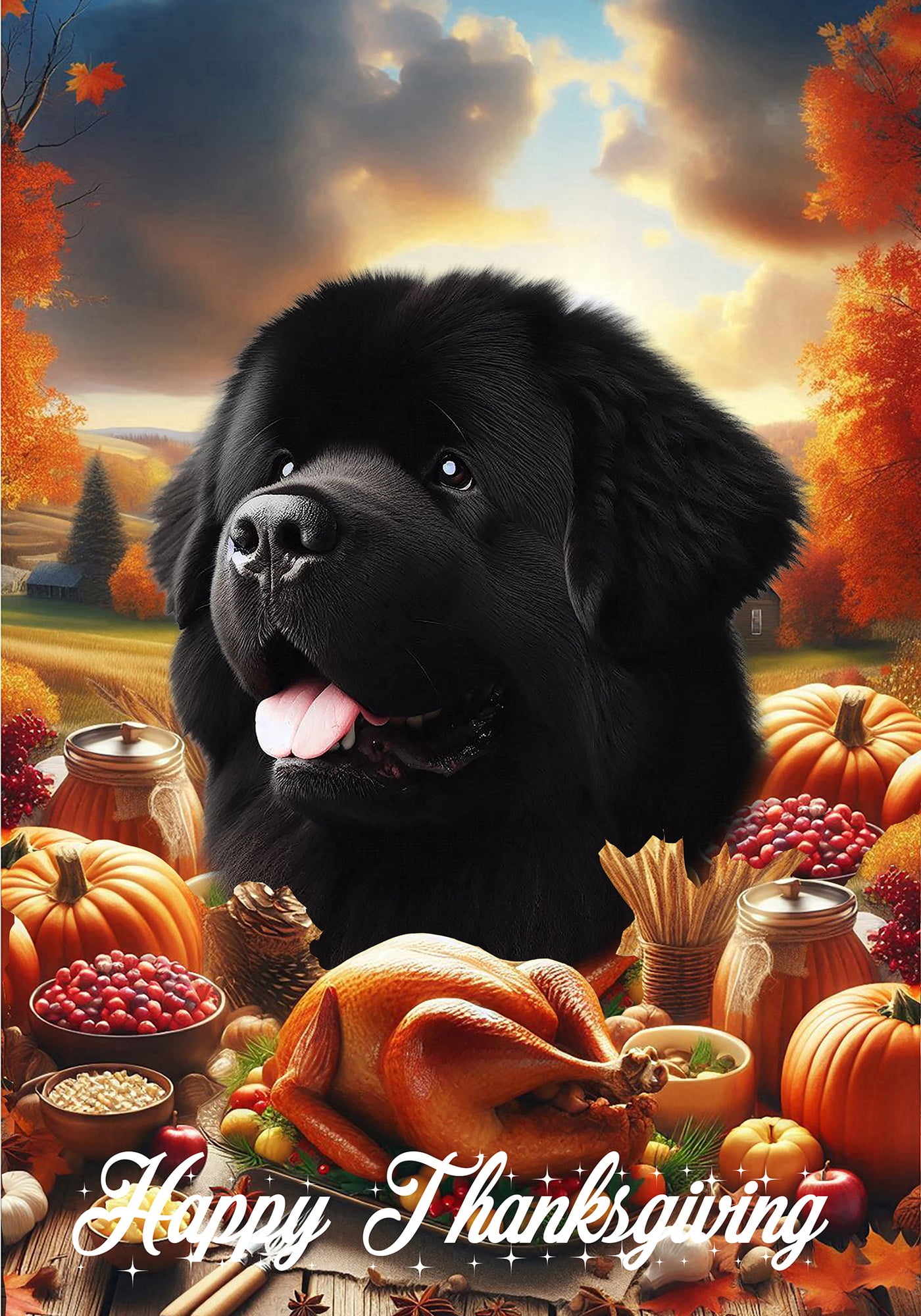 Newfoundland - Best of Breed Thanksgiving Outdoor House Flag 28" x 40 ...