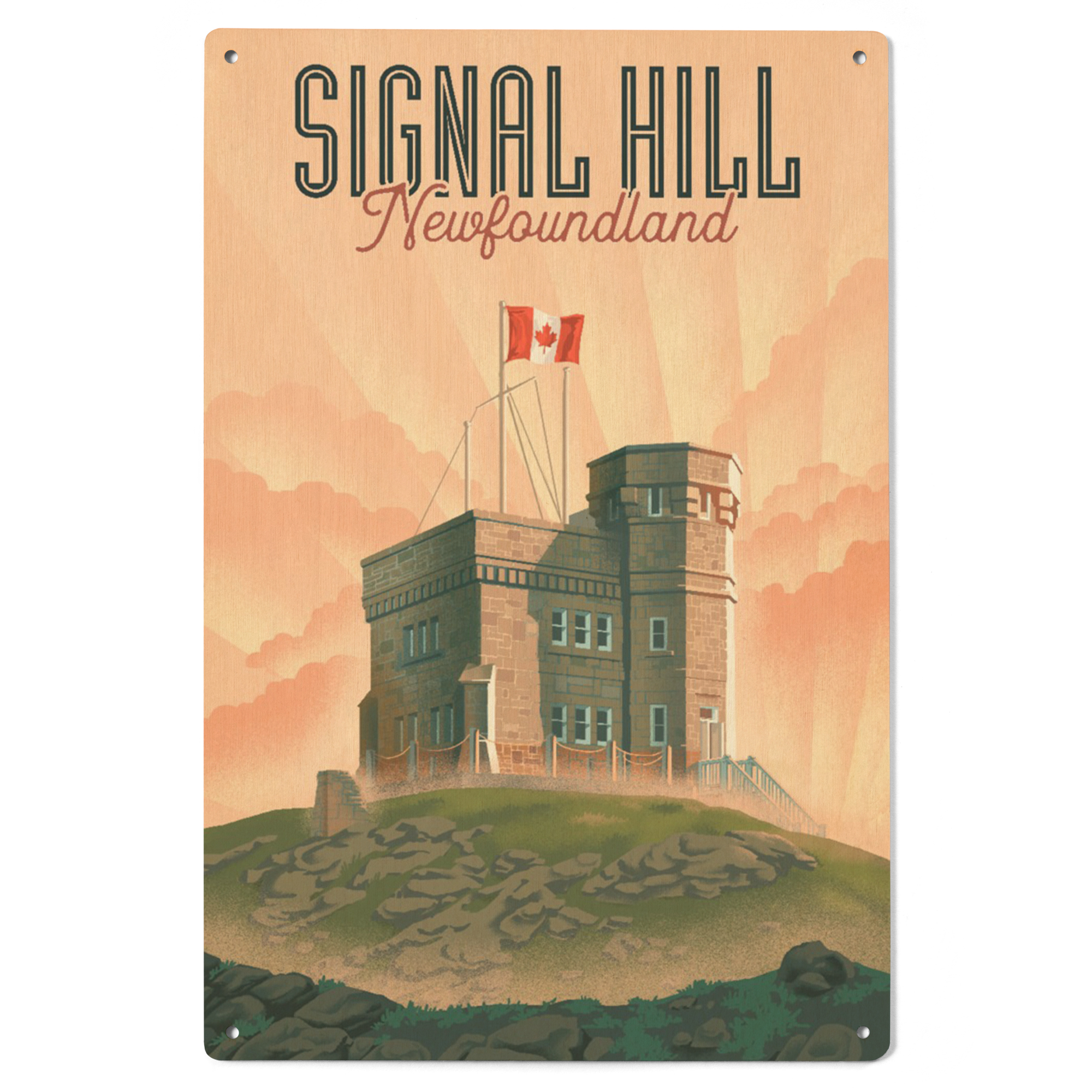 Newfoundland, Canada, Cabot Tower, Signal Hill, Litho Birch Wood Wall ...
