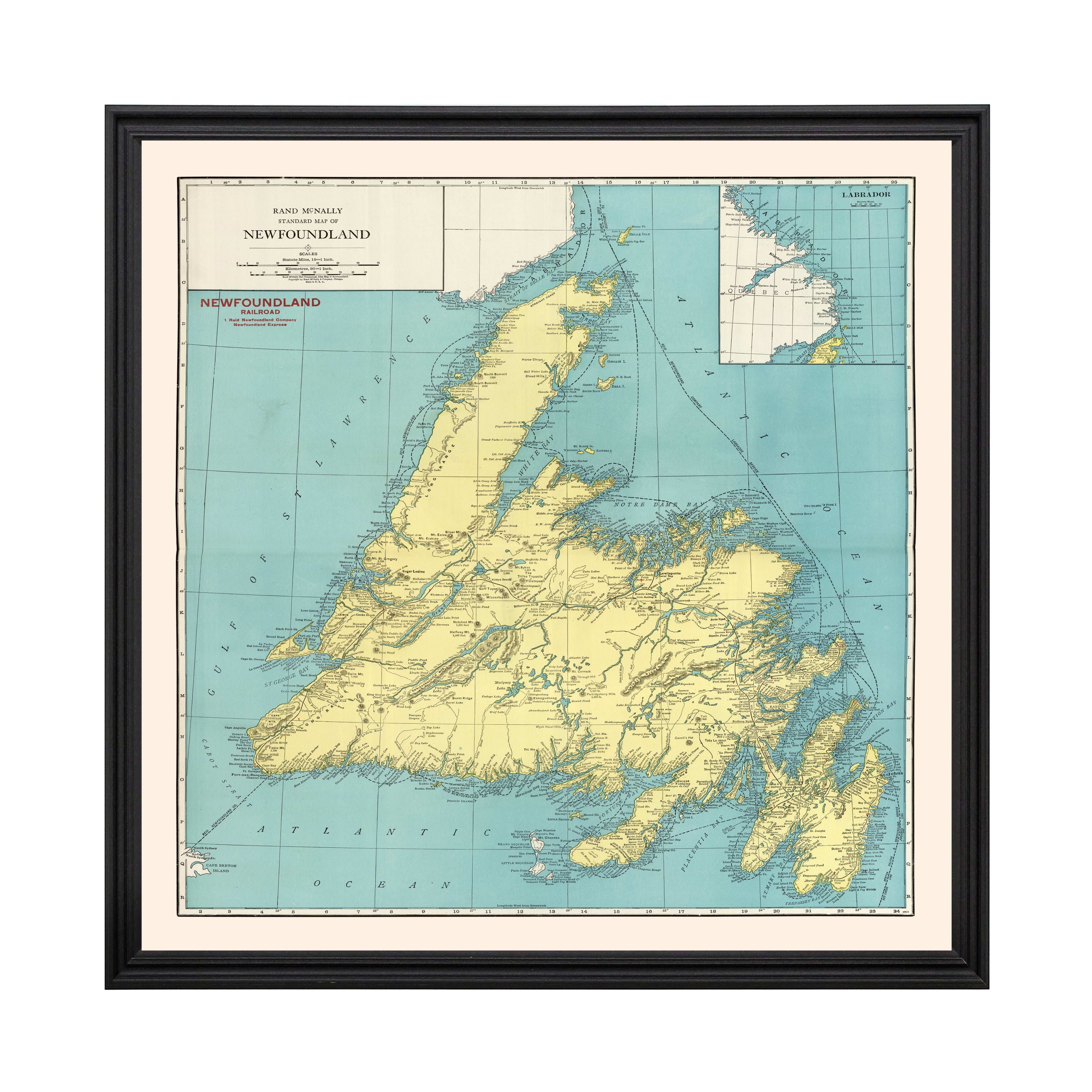 Newfoundland Canada Canada Art, 1924 Vintage Map of Newfoundland Canada ...