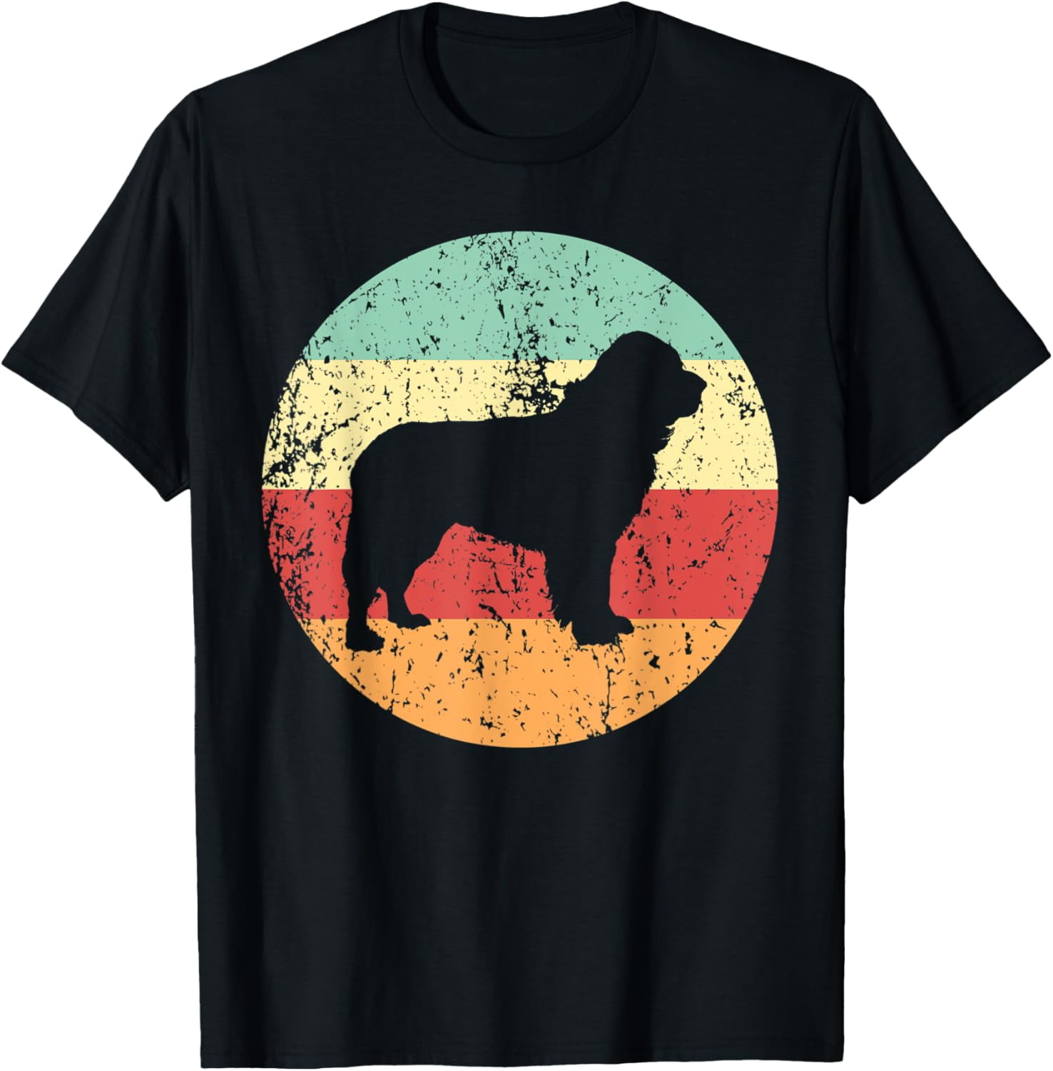 Newfoundland Dog Breed Silhouette Cool Retro 1970's Circle T-Shirt ...