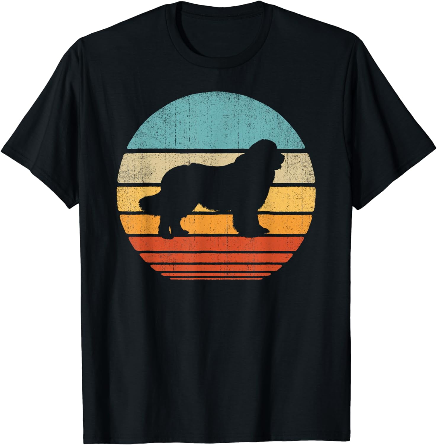Newfoundland Newfie Retro Vintage 60s 70s Sunset Dog Lovers Cotton T ...