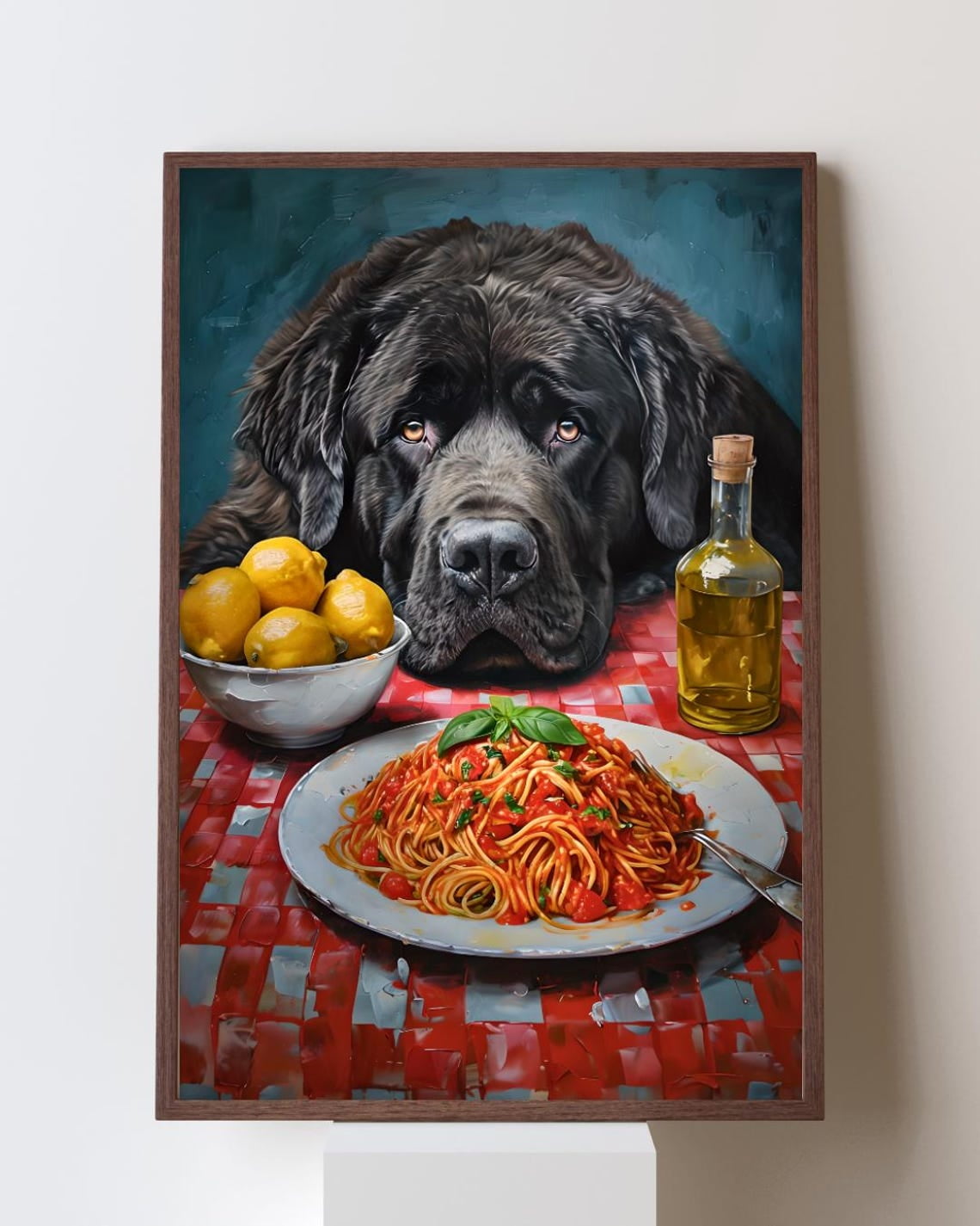 Newfoundland Poster, Newfie Dog, Italian Kitchen Spaghetti Poster ...