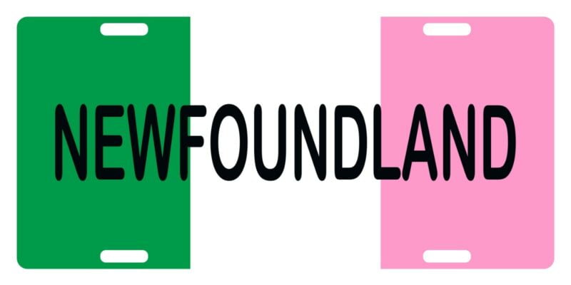 Newfoundland Tricolour Flag License Plate Pink, White & Green Version I ...