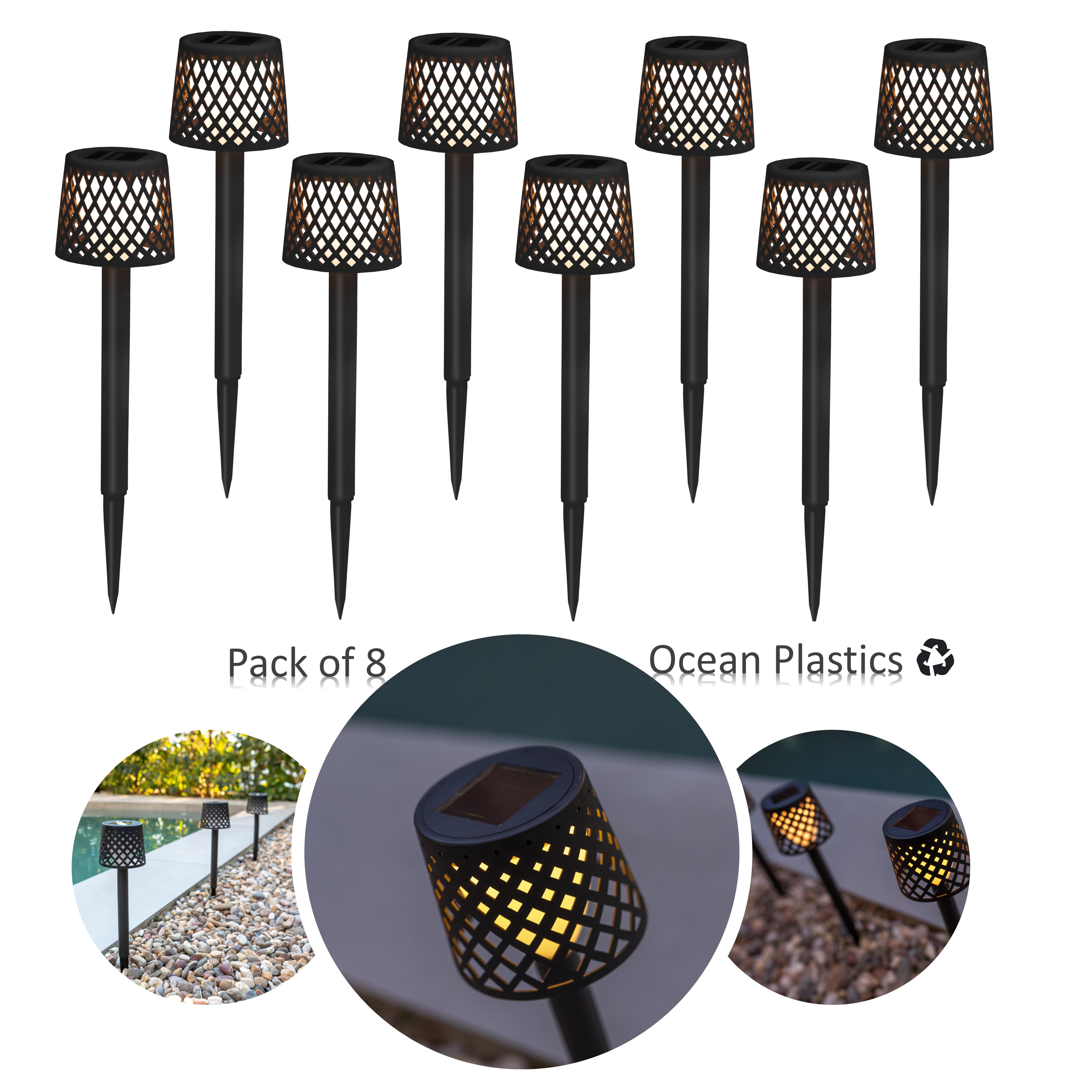 Mainstays Solar Powered Square Black Plastic LED Landscape Down Path ...