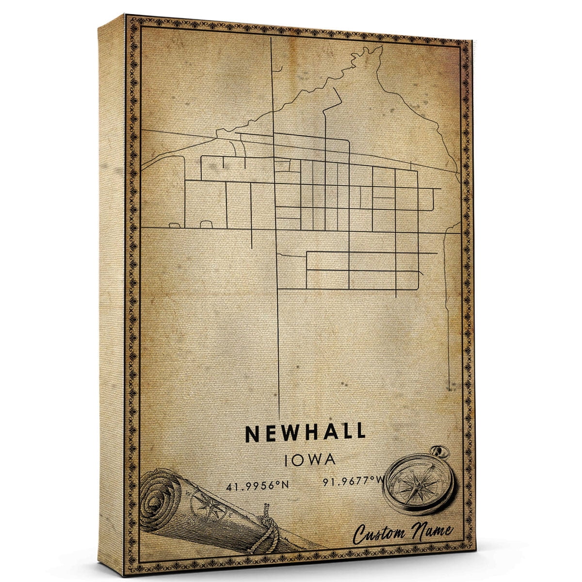 Newhall Map Poster, Iowa Map Art Poster, Canvas, Newhall Map City ...
