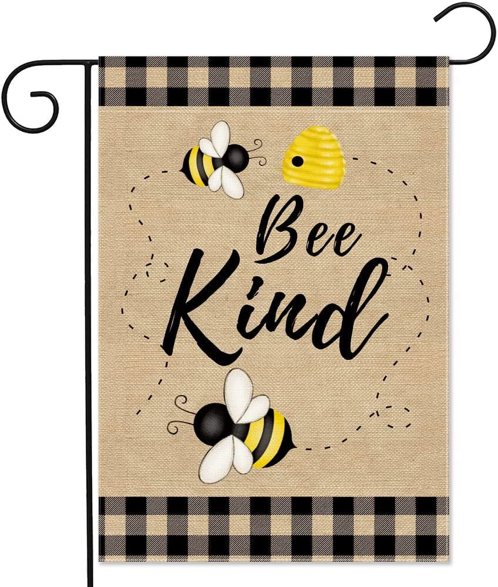 Newhomestyle 12" x 18" Burlap Bee Kind Garden Flag, Double-Sided ...
