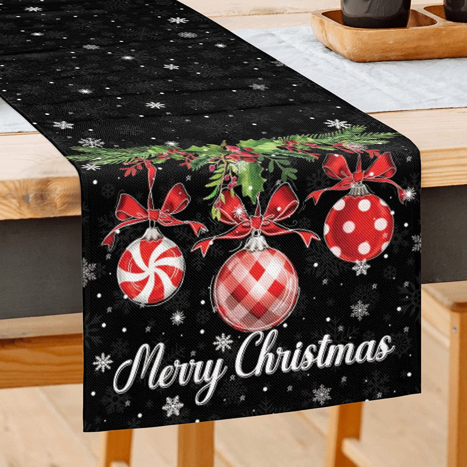 Newhomestyle Winter Table Runner - Snowflake Decor, Rustic Kitchen ...