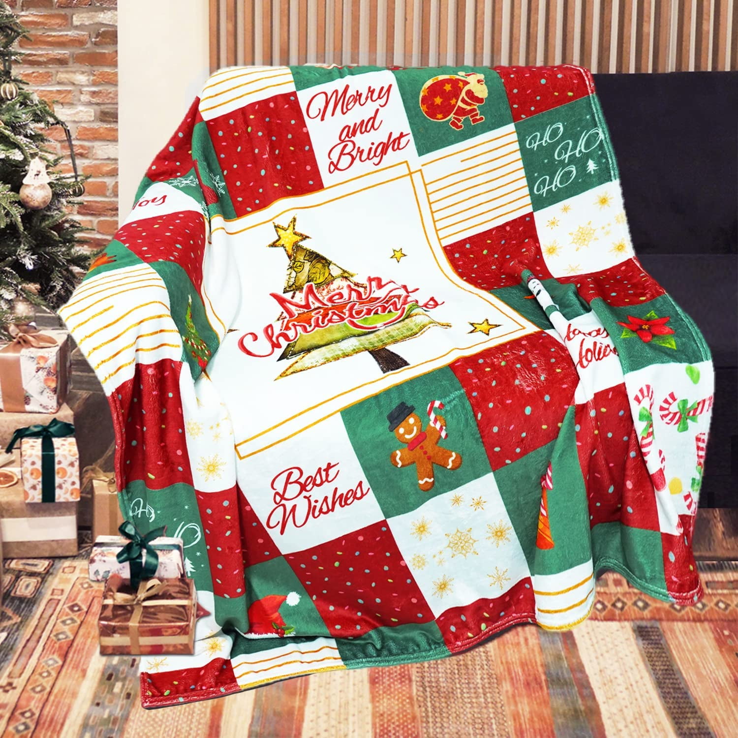 Newhomestyle Christmas Blanket Merry Christmas Plaid Blanket Super Soft ...