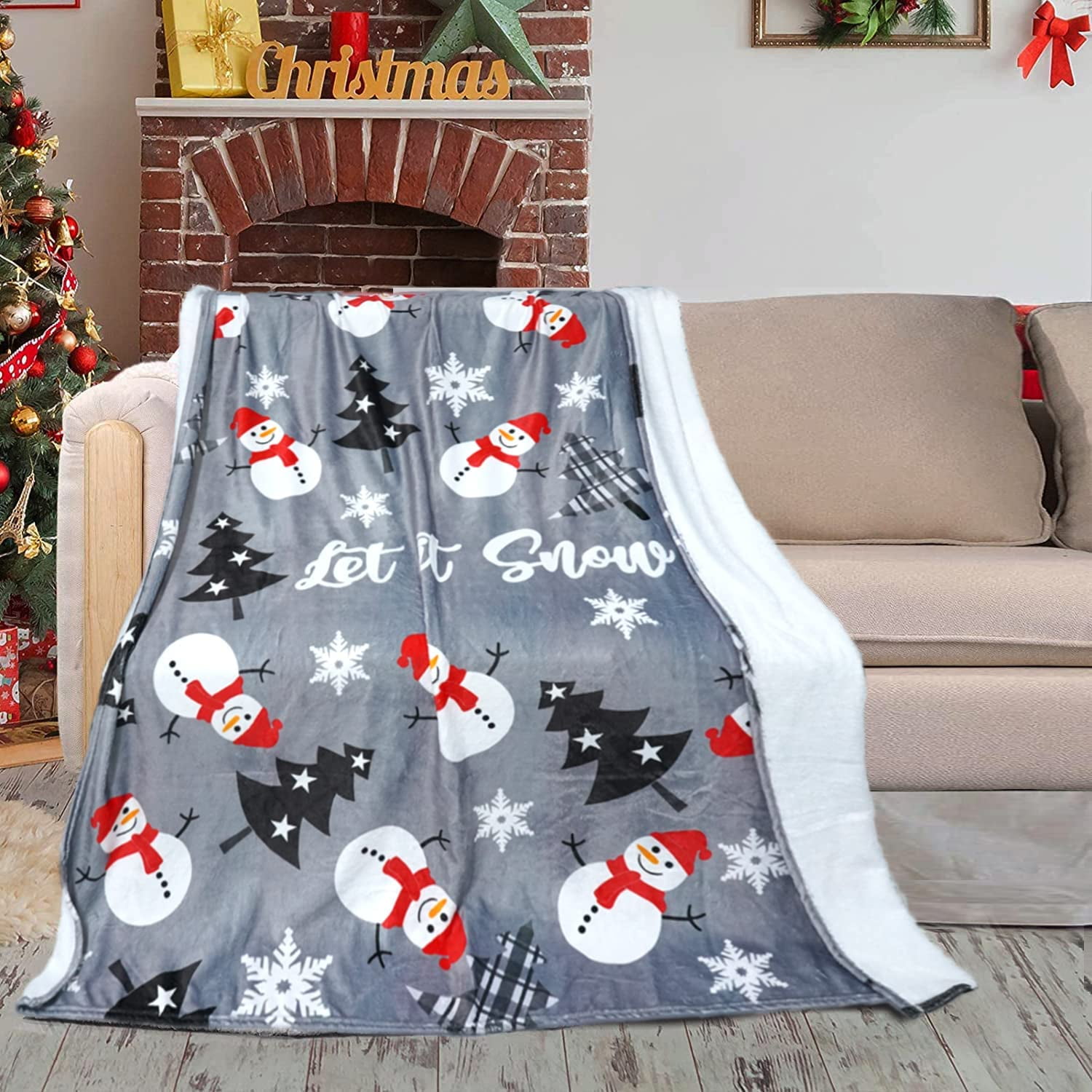 Newhomestyle Christmas Blanket Snowman and Christmas Tree Blanket Super ...