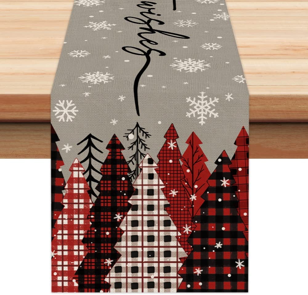 Newhomestyle Christmas Decorations Table Runner Xmas Snow Decor Holiday ...