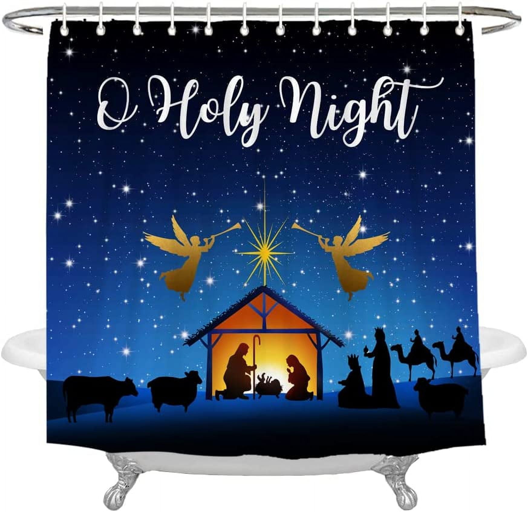 Newhomestyle Christmas O Holy Night Jesus Shower Curtain Nativity Scene ...