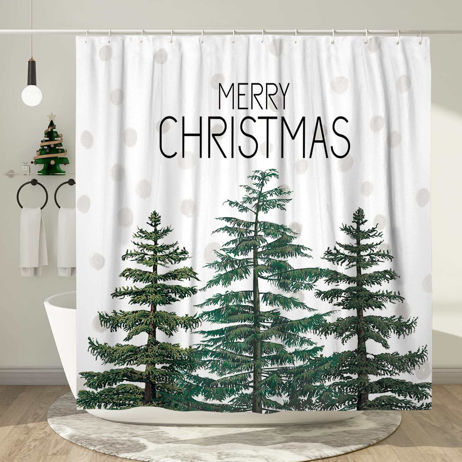 Newhomestyle Christmas Shower Curtains for Bathroom Pine Trees Winter ...