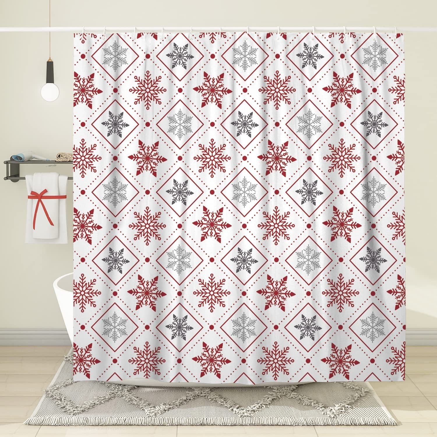 Newhomestyle Christmas Shower Curtains for Bathroom Snowflake Shower ...