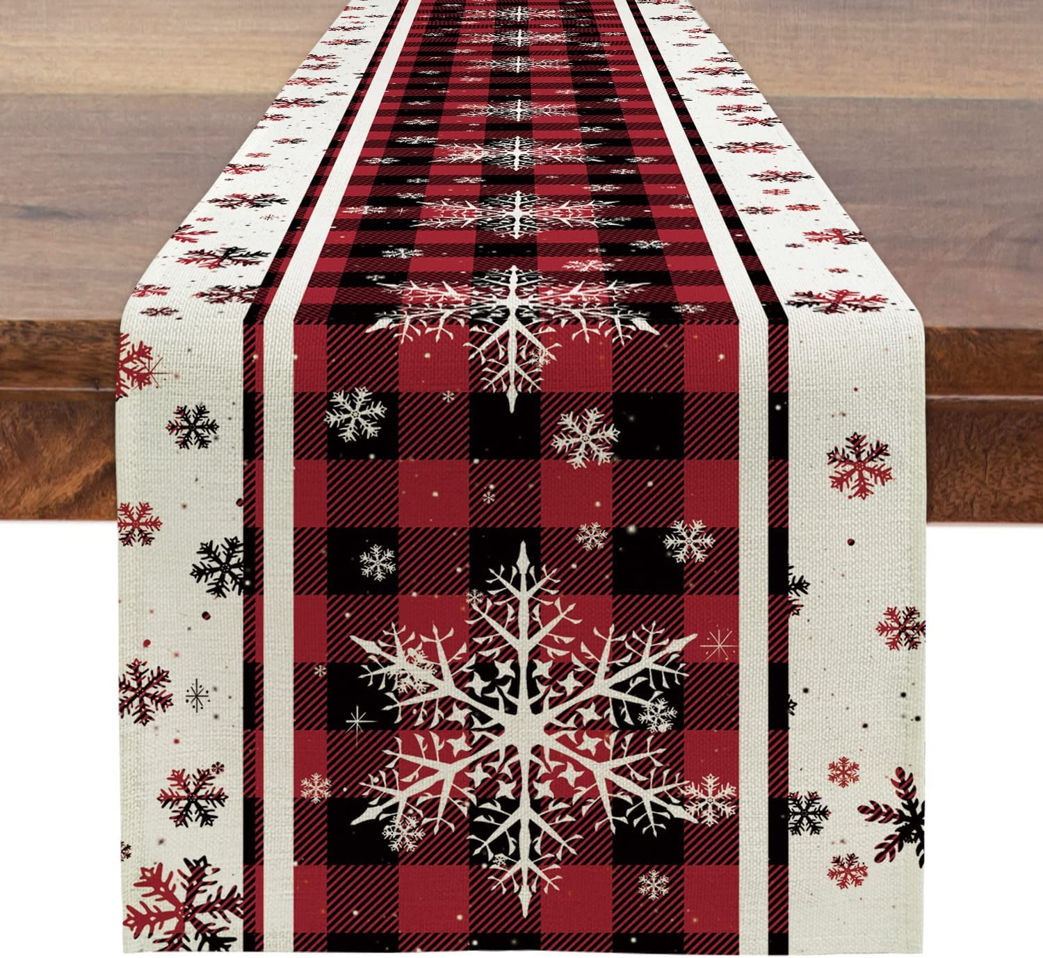 Newhomestyle Christmas Table Runner Buffalo Plaid Snow Flake Winter ...