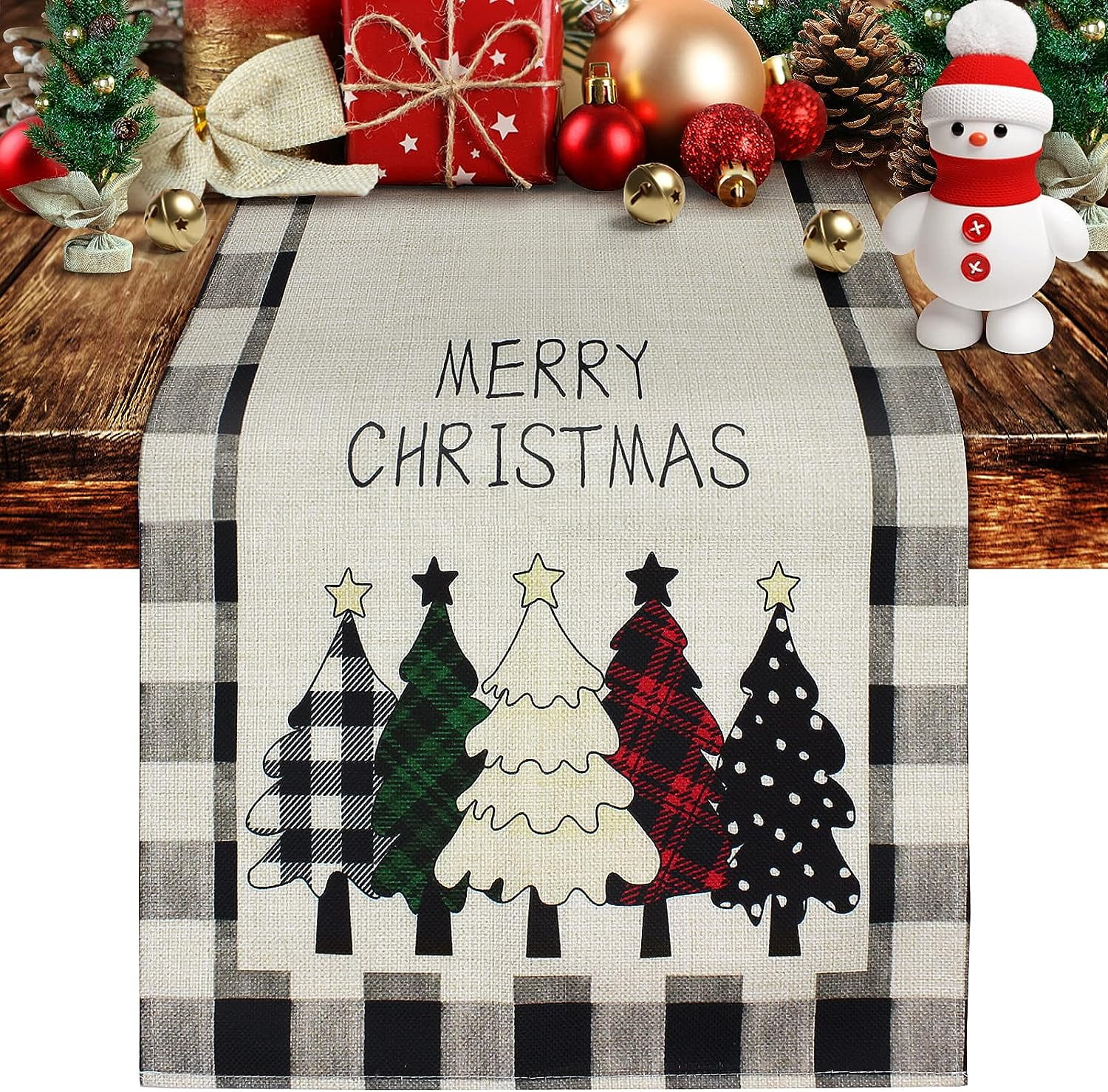 Newhomestyle Christmas Table Runners 72 inches Long, Christmas Trees ...