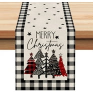 Newhomestyle Christmas Pine Tree Table Runner Burlap Winter Seasonal ...