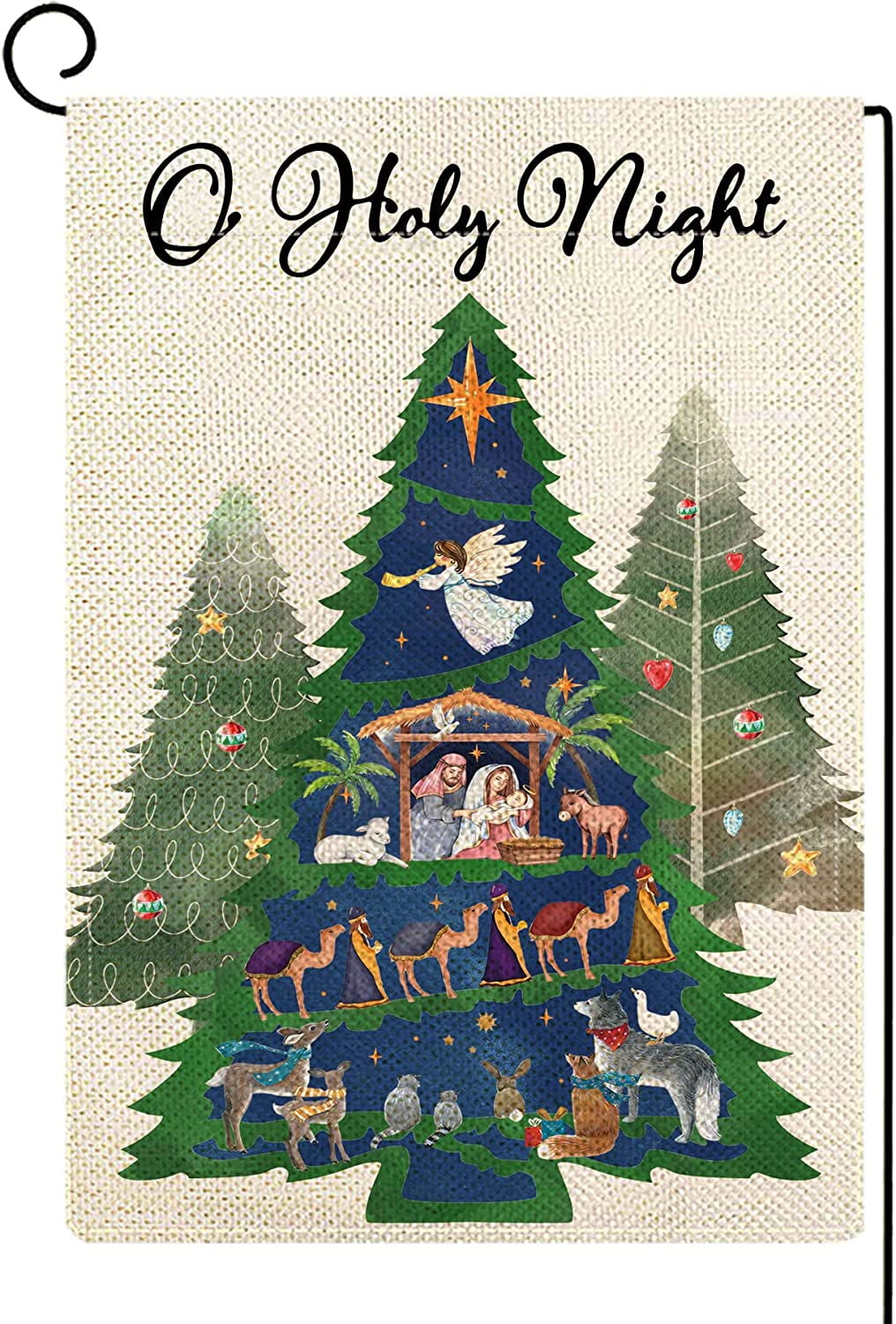 Newhomestyle 12” x 18” Linen Christmas Nativity Outdoor Flag and Banner ...