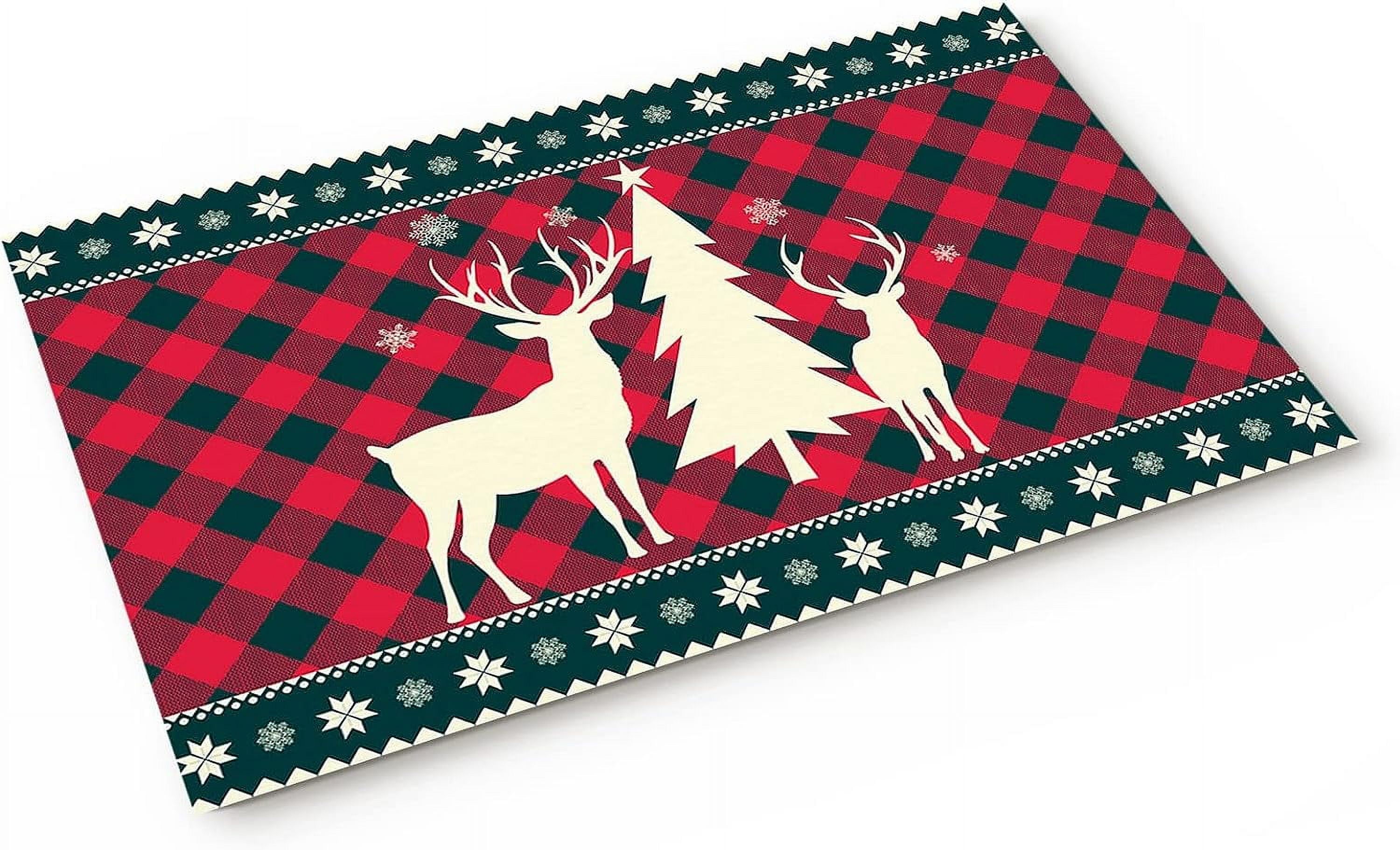 Newhomestyle Christmas Trees Reindeer Elk Doormats Rugs for Indoors,Red ...