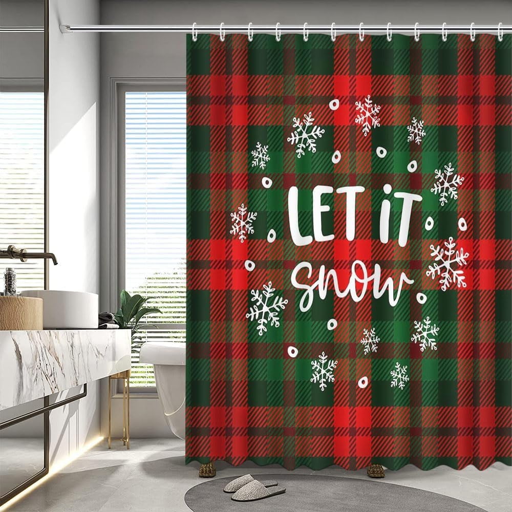 Newhomestyle Christmas Winter Shower Curtain Let It Snow Shower Curtain ...
