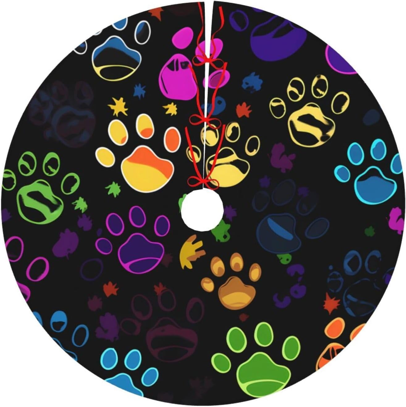 Newhomestyle Colorful Dog Paw Print Christmas Tree Skirts 48", Xmas ...