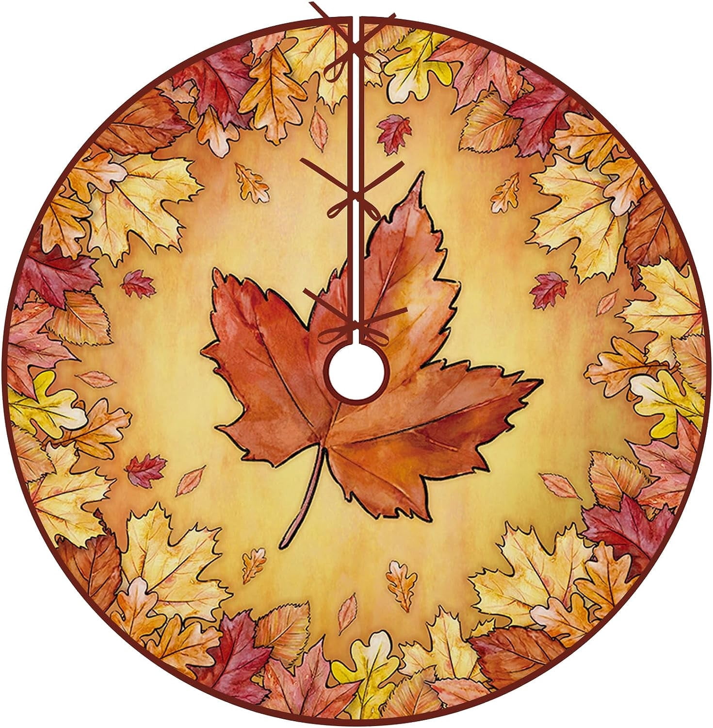 Newhomestyle Fall Maple Leaves Tree Skirt Large Autumn Leaf Xmas Tree ...