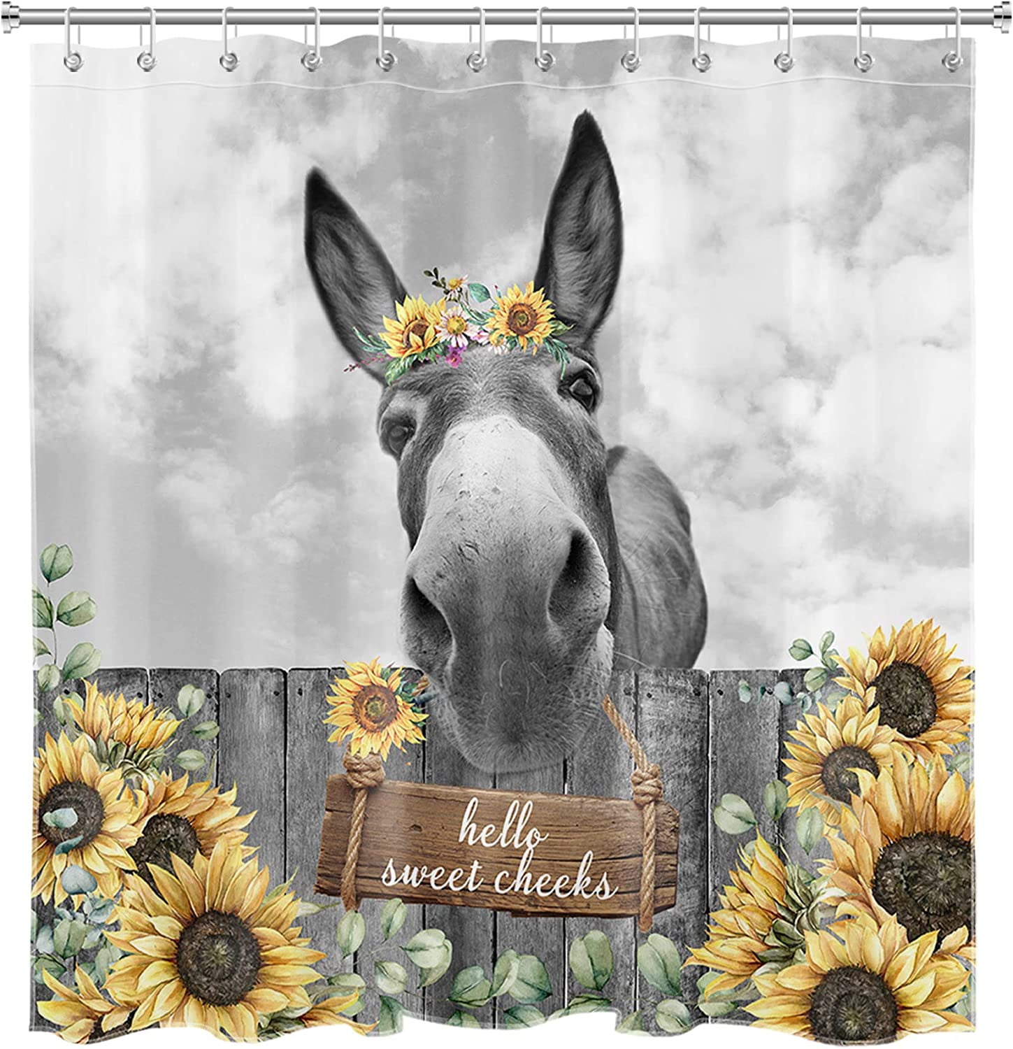 Newhomestyle Funny Donkey Shower Curtain , Vintage Sunflower Yellow ...