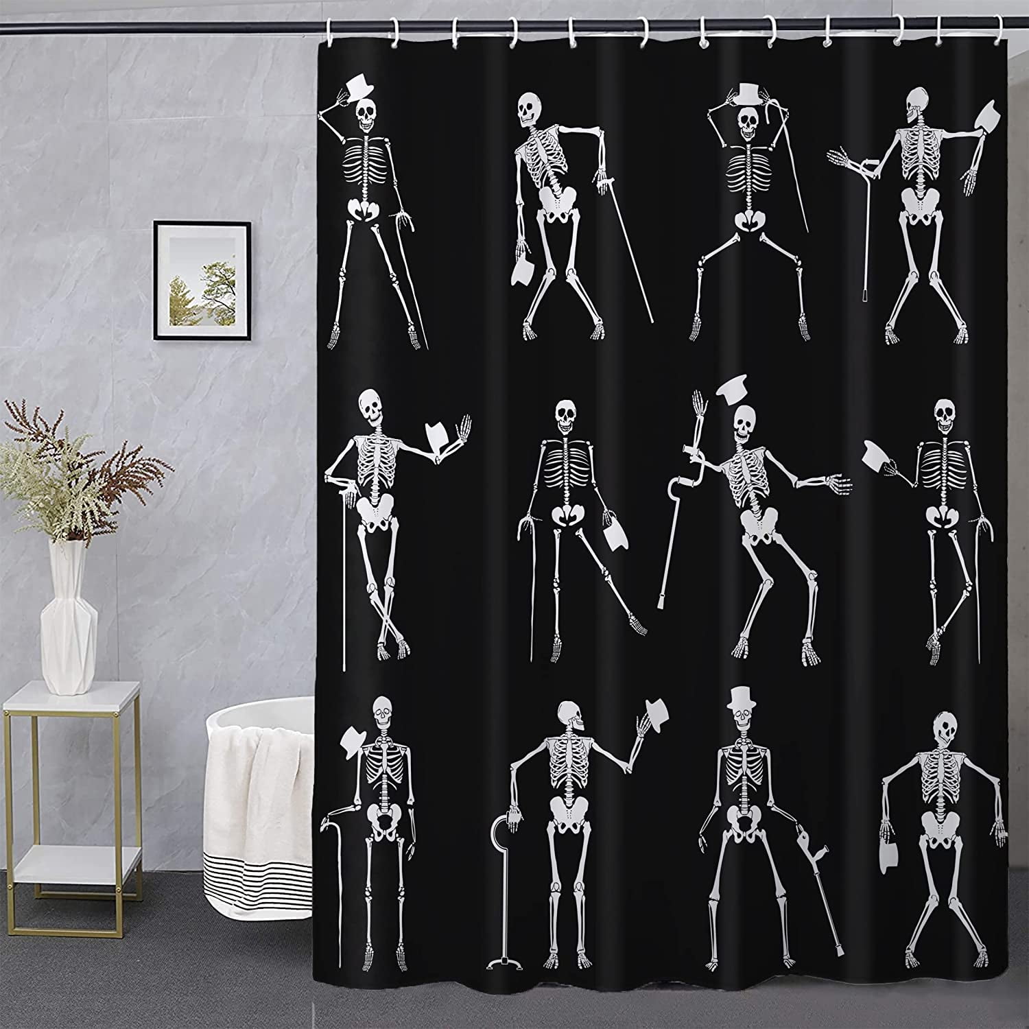 Newhomestyle Funny Skeleton Shower Curtain Funny Dancing Skeleton Skull ...