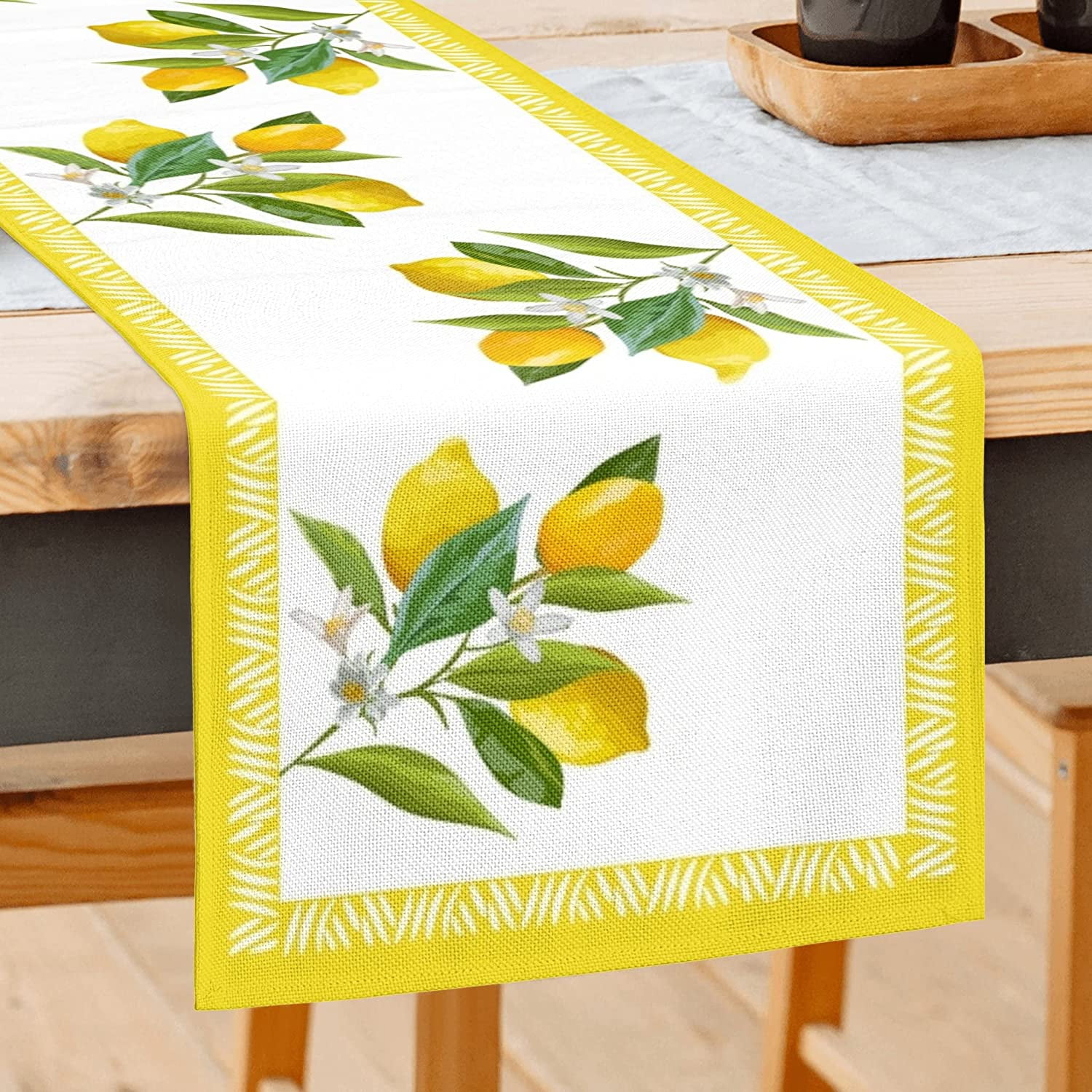 Newhomestyle Lemon Table Runner, High-Quality Linen, Indoor & Outdoor ...