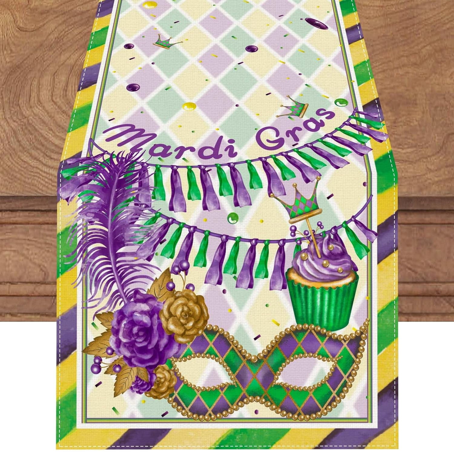 Newhomestyle Linen Mardi Gras Table Runner 72 Inches Long New Orleans ...