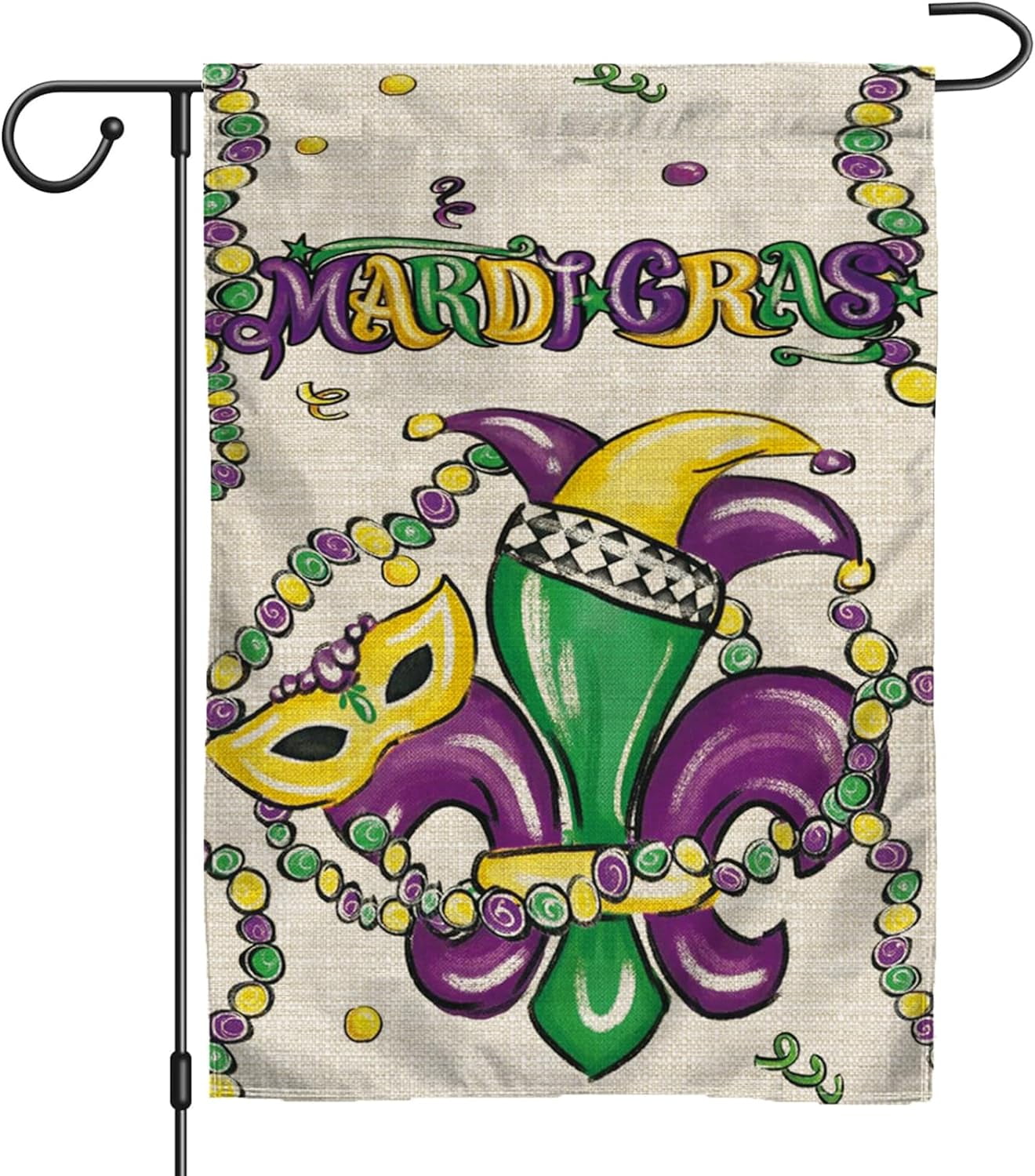 Newhomestyle Mardi Gras Graden Flag 12x18 Outdoor, Double Sided Mask ...