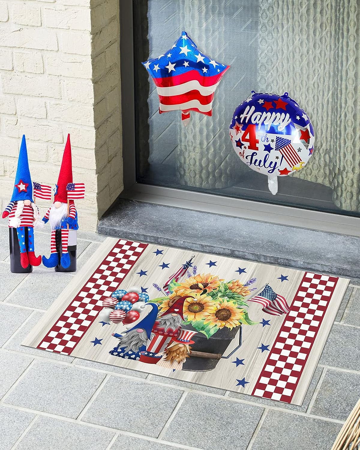 Newhomestyle Patriotic American Flag Gnomes Doormats Entryway Rugs 4th ...