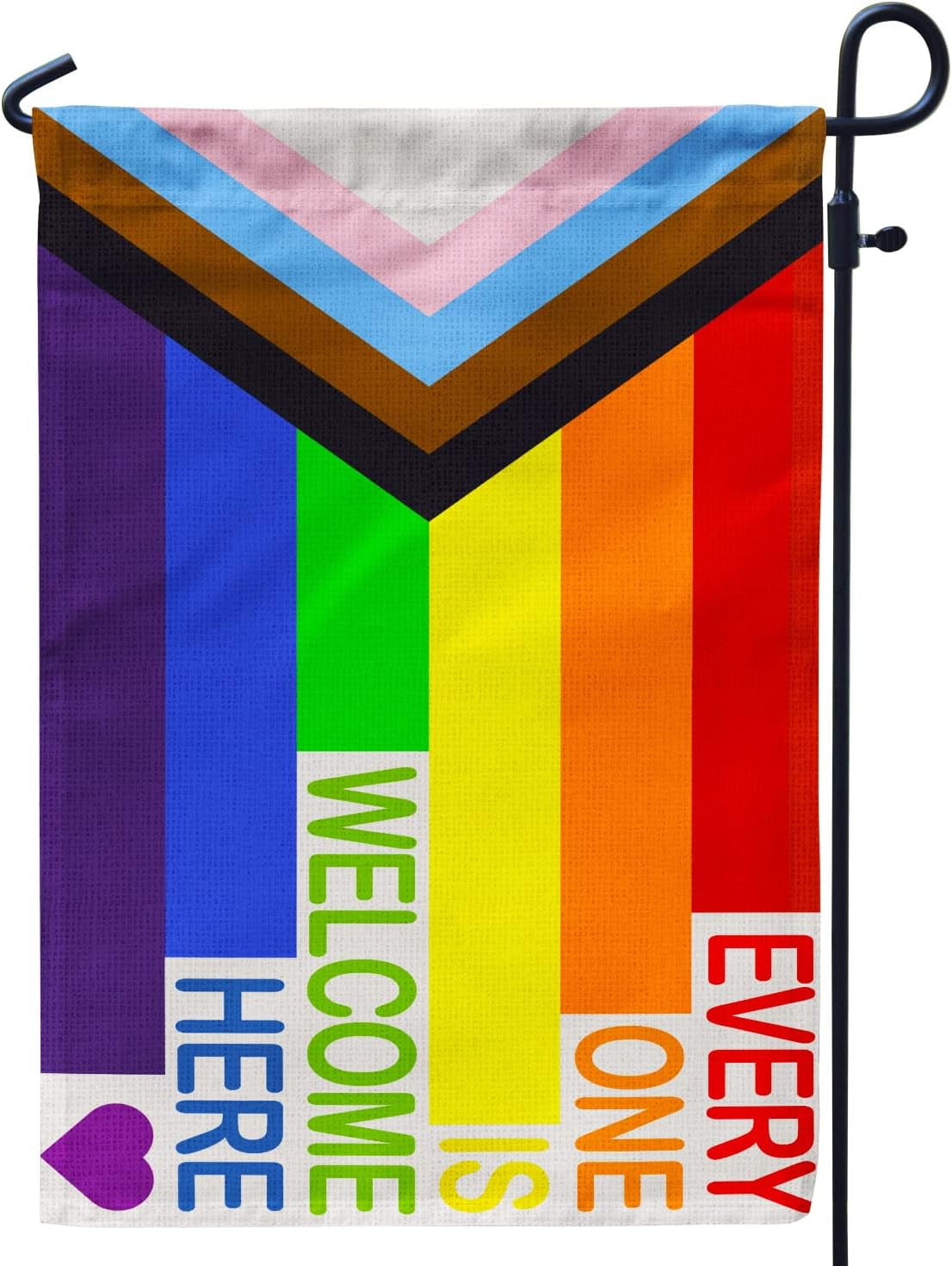 Newhomestyle Pride Progress Linen Garden Flag, Everyone is Welcome Here ...