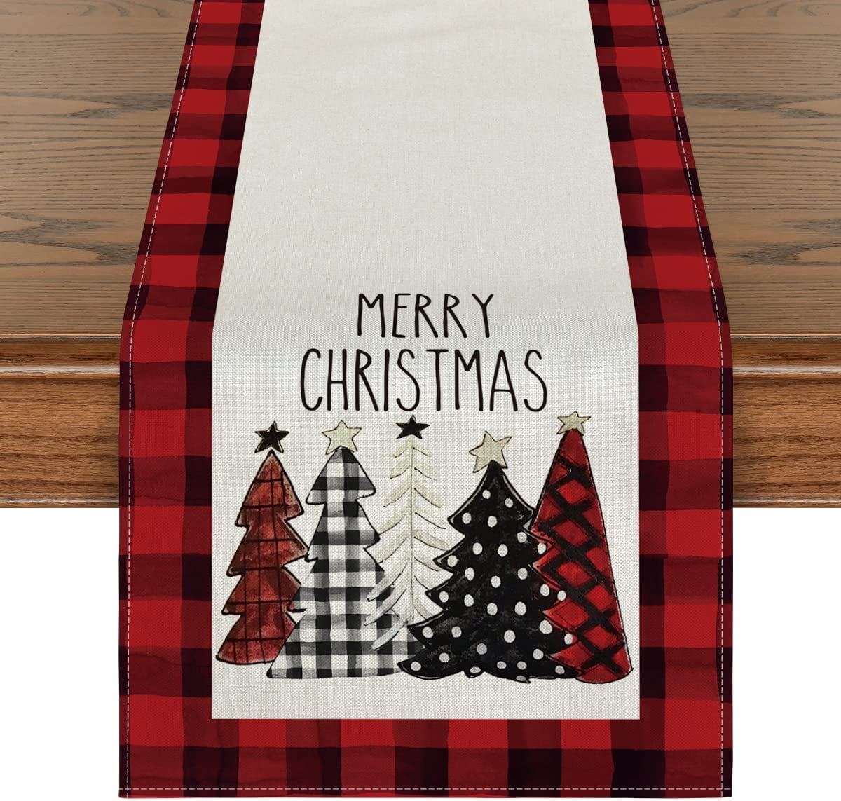 Newhomestyle Buffalo Plaid Christmas Table Runner, Red and Black ...