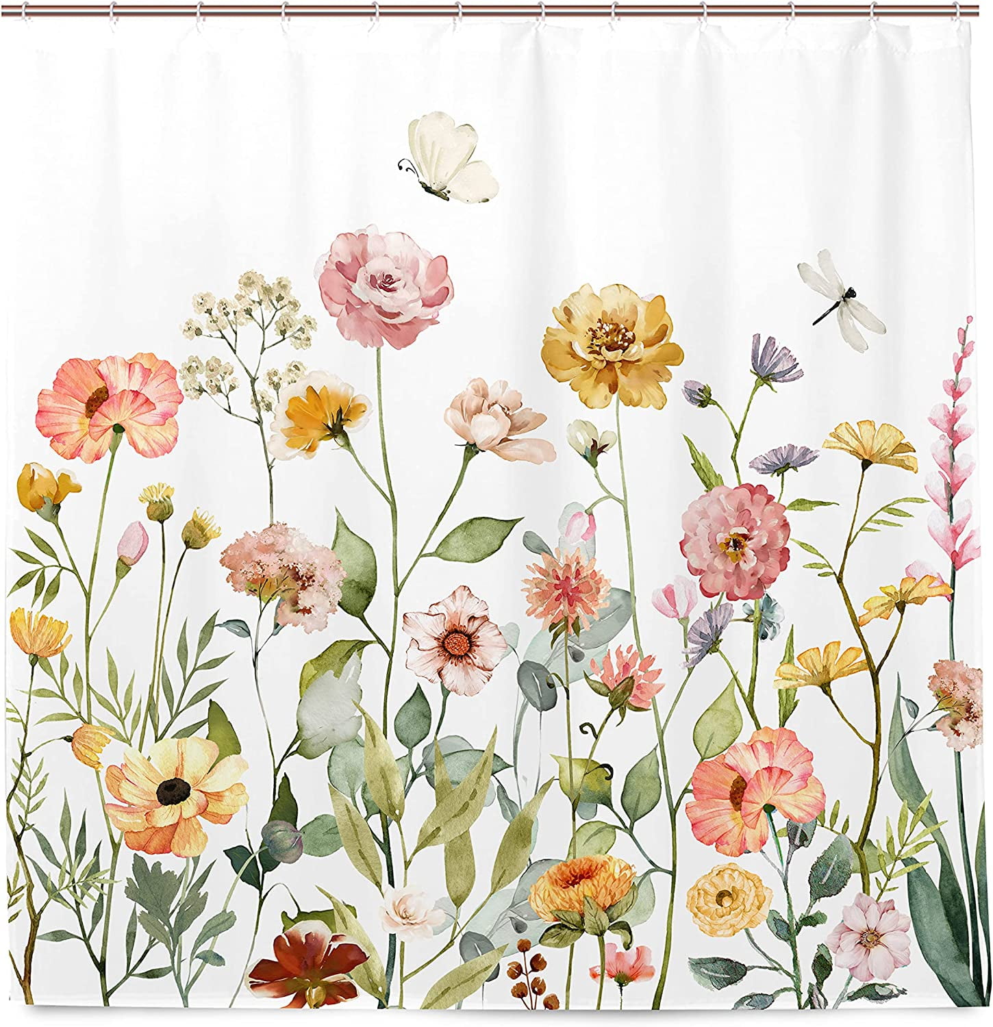 Newhomestyle Red Poppy Shower Curtain for Bathroom Watercolor Flowers ...