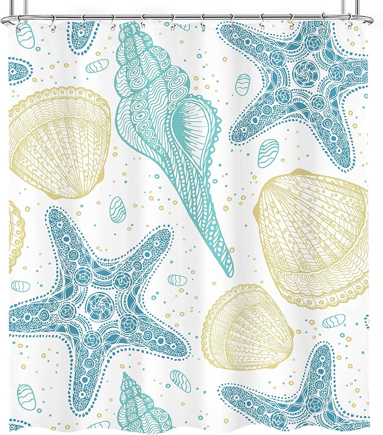 Newhomestyle Starfish Seashell Theme Shower Curtain 72x72 Inch Lovely ...