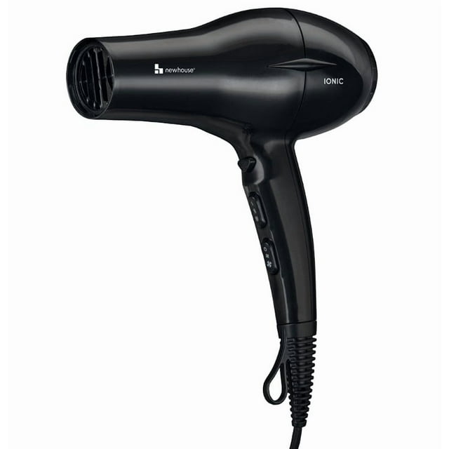 Newhouse 125V 1875W Black Ionic Tourmaline Hair Dryer with Hanging Loop ...