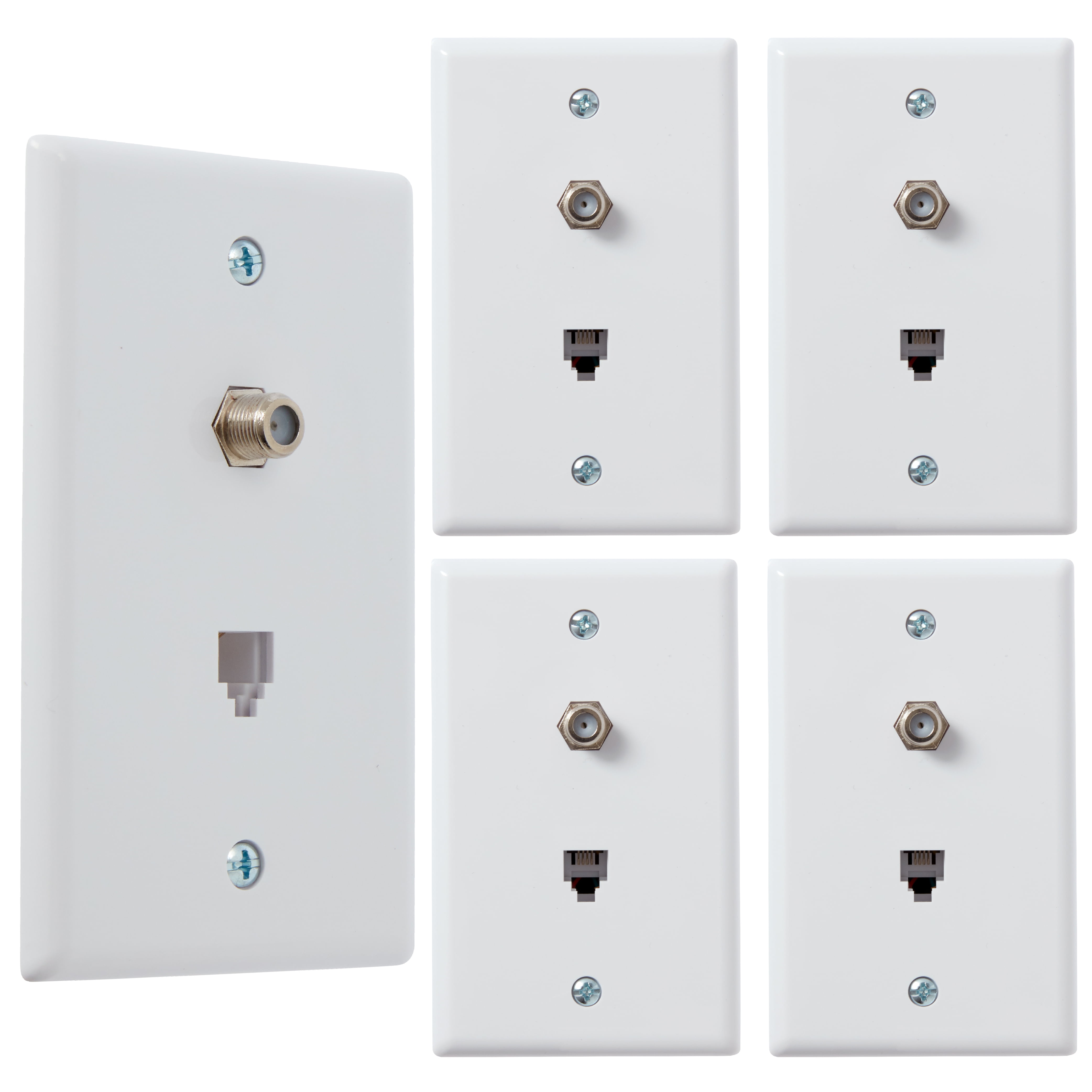 Newhouse Hardware Combo Phone/Video Jack Plate, Single Gang F-Type ...