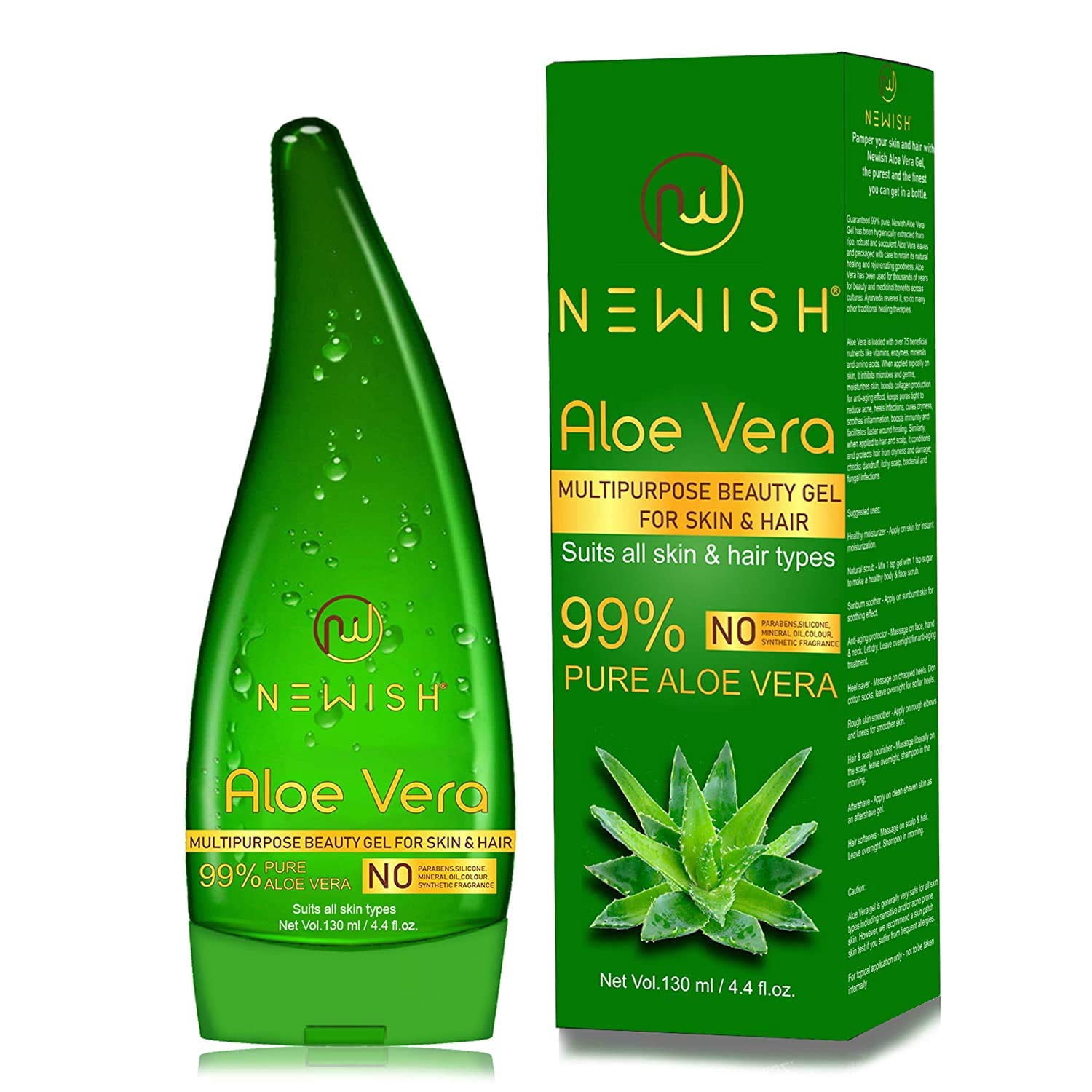 Newish Pure Aloe Vera Gel For Face Glow, Hair Growth & Deep Cleansing ...