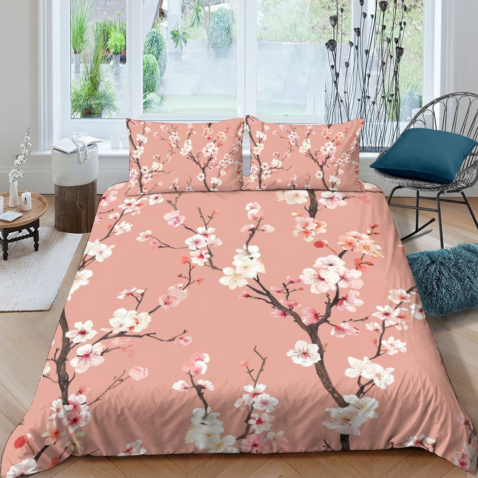 Newly Design Bedspreads Sakura Printed Duvet Cover Set Girl Woman Pink ...