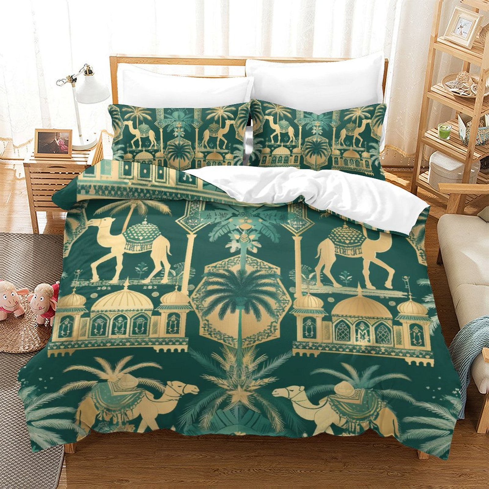 Newly Design Camel Castle Palm Printed Bedspreads Kids Adult Duvet ...