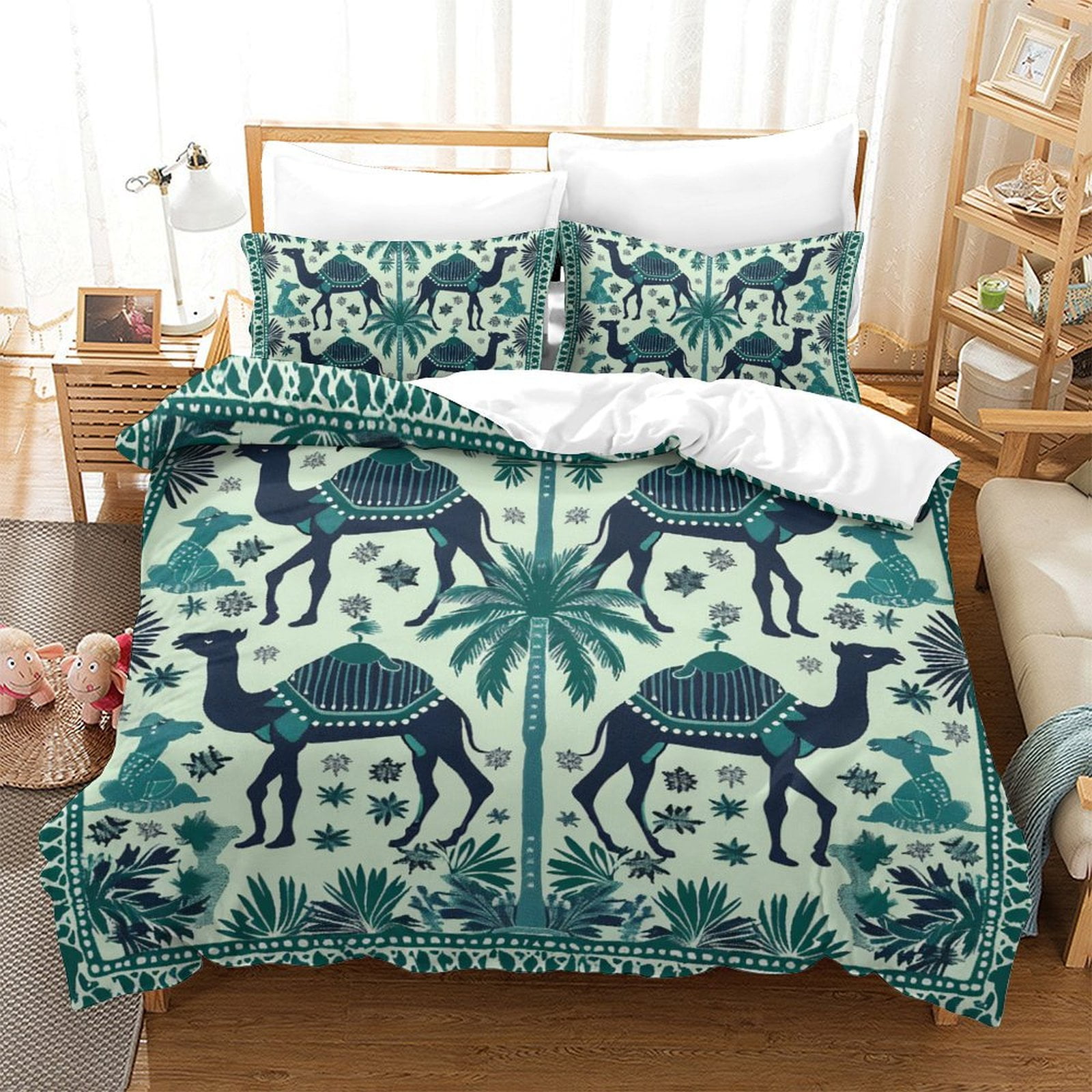 Newly Design Camel Castle Palm Printed Bedspreads Kids Adult Duvet ...