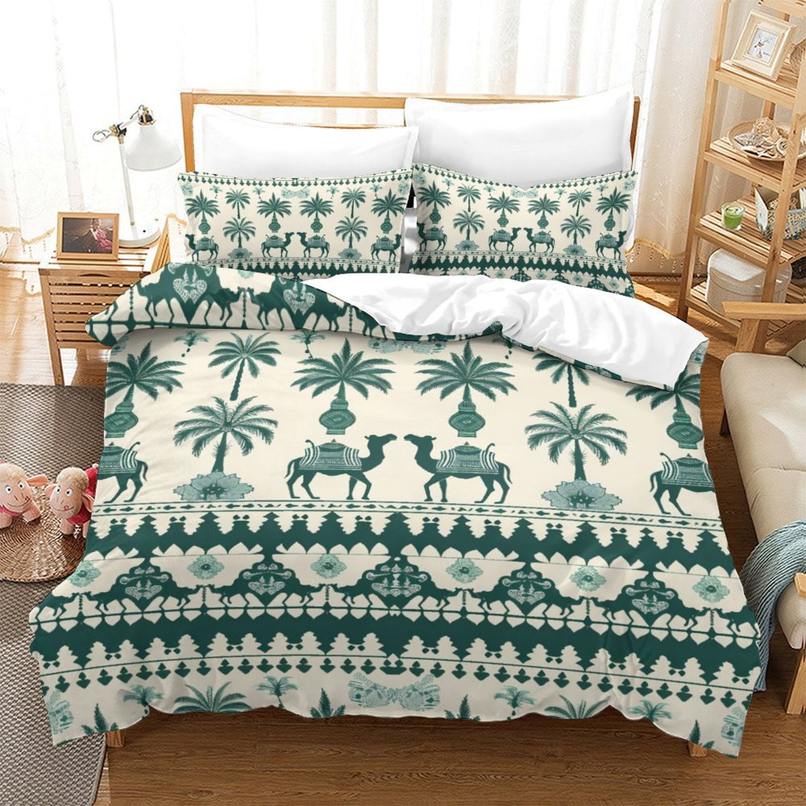 Newly Design Camel Castle Palm Printed Bedspreads Kids Adult Duvet ...