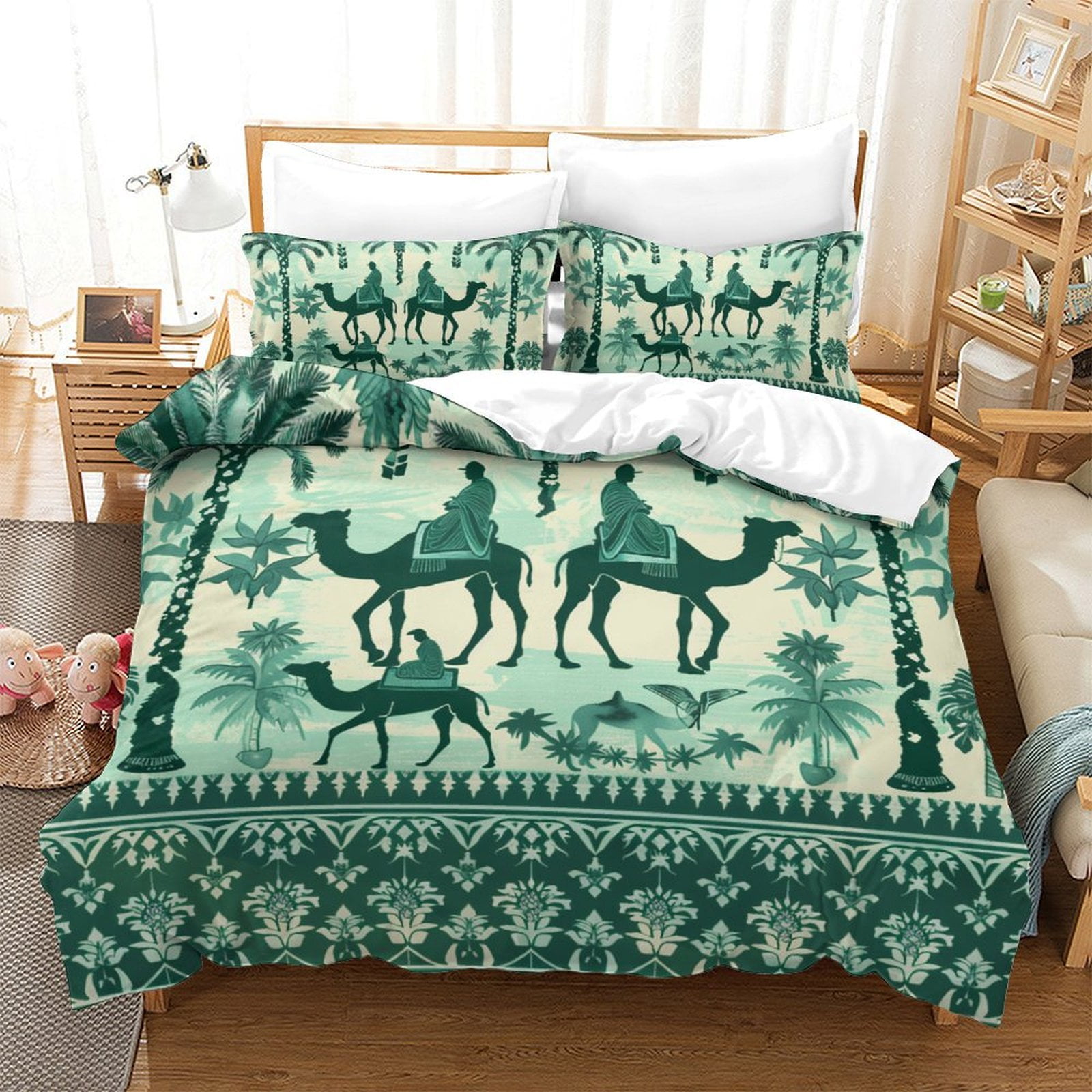 Newly Design Camel Castle Palm Printed Bedspreads Kids Adult Duvet ...
