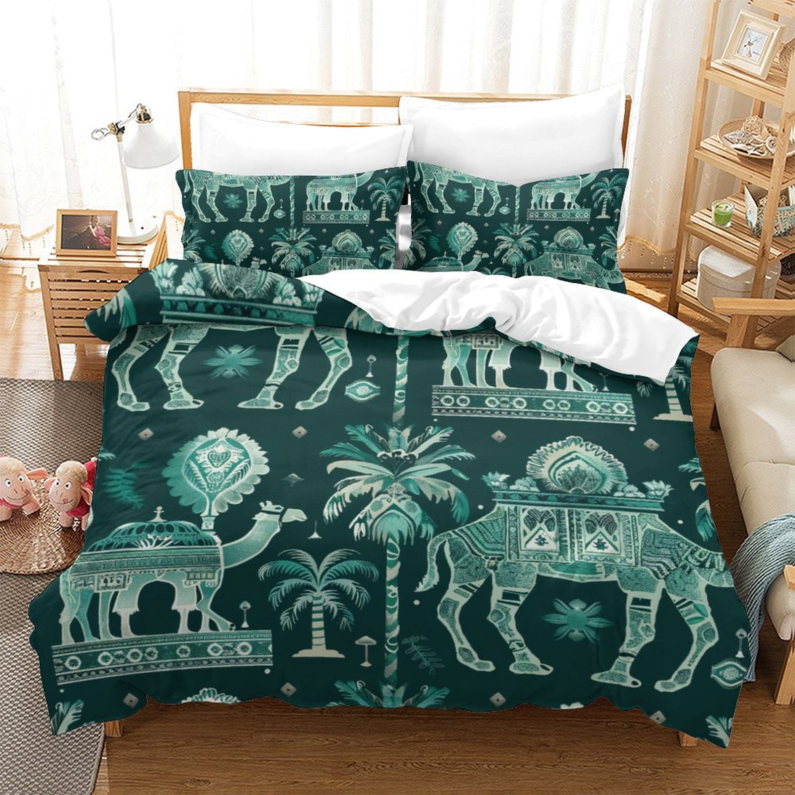 Newly Design Camel Castle Palm Printed Bedspreads Kids Adult Duvet ...