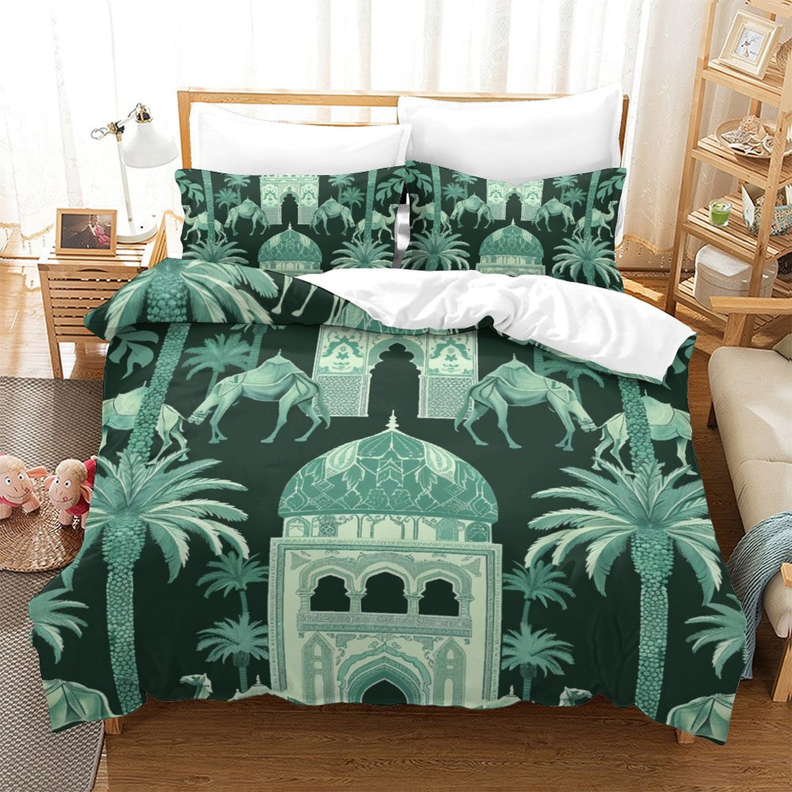 Newly Design Camel Castle Palm Printed Bedspreads Kids Adult Duvet ...