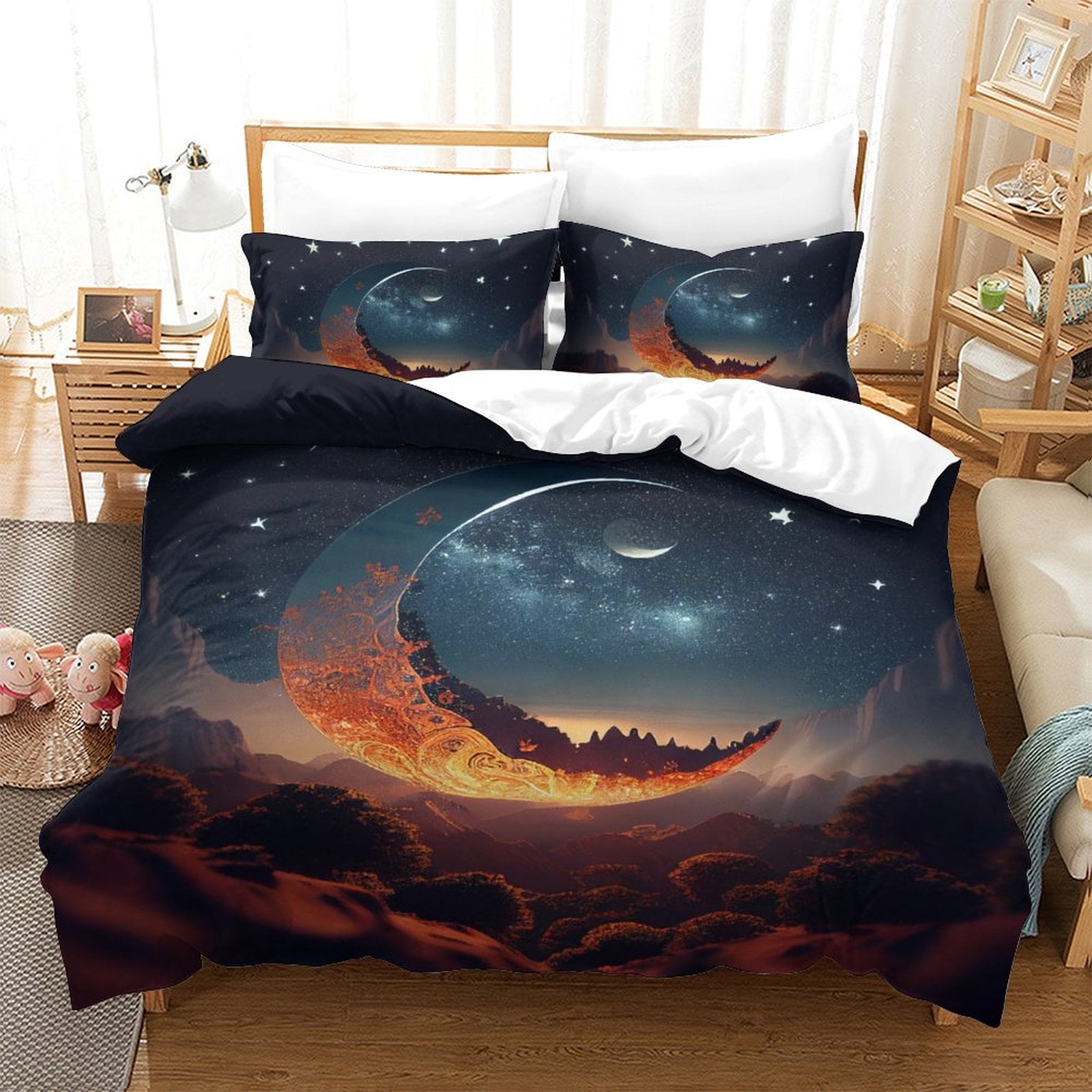 Newly Design Duvet Cover Set Moon Castle Starry Night Printed ...